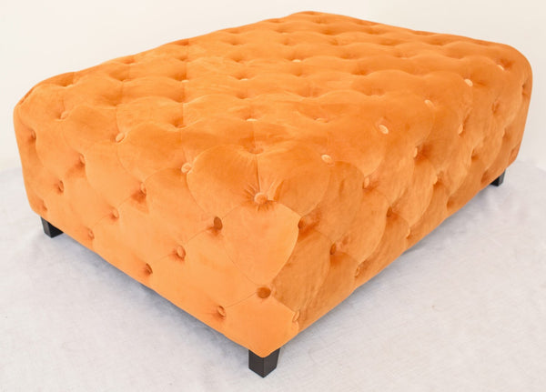 Orange Tufted Cocktail Table - Chic Velvet Upholstered Design for Eleg ...