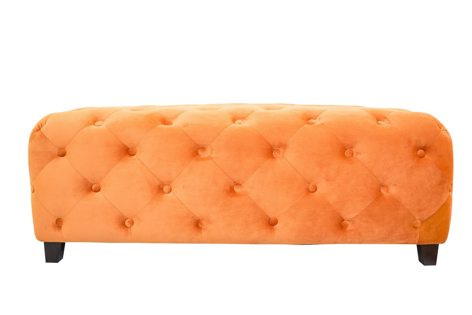 Orange Tufted Bench - Chic Velvet Upholstered Seating for Stylish Dini