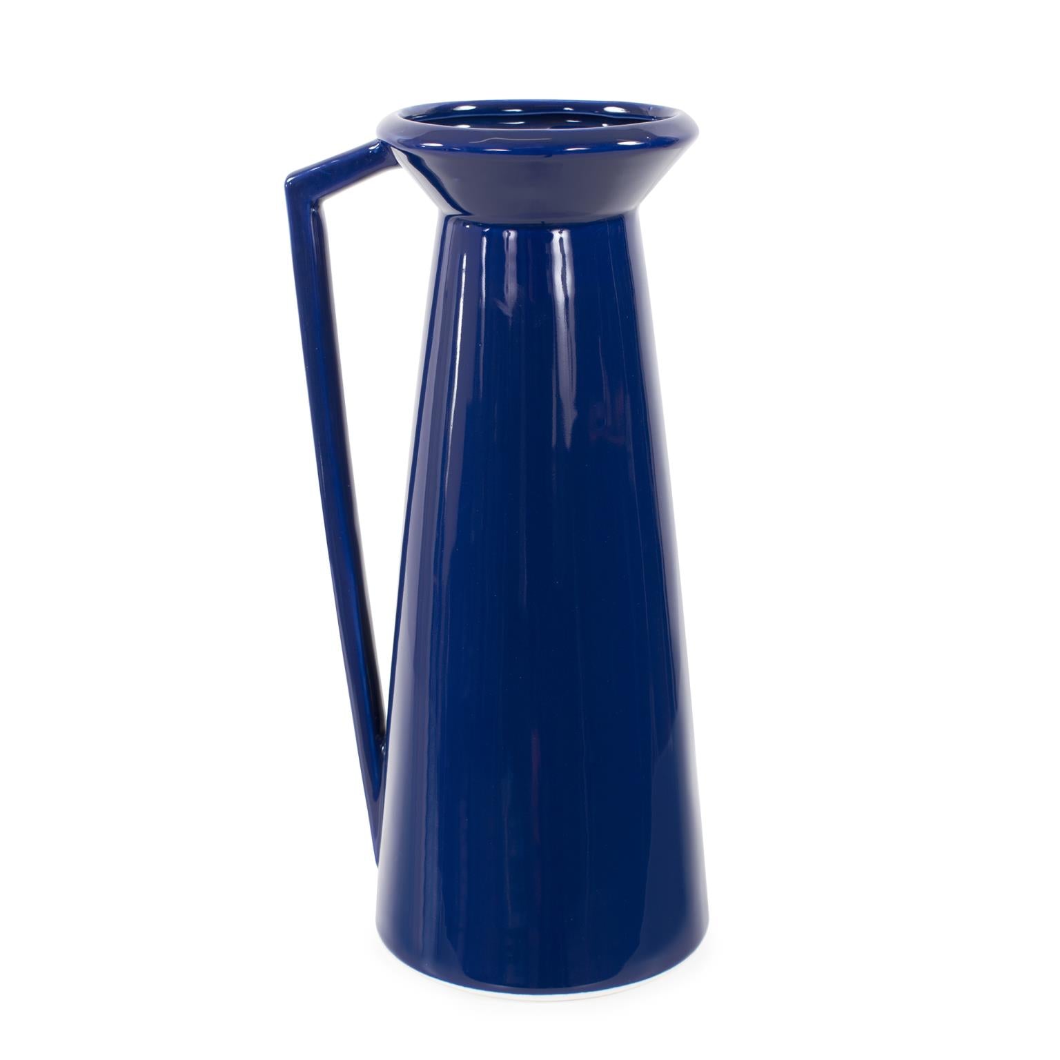 Bella Elegant Ceramic Pitcher with Glossy Deep Blue Finish for Timeles