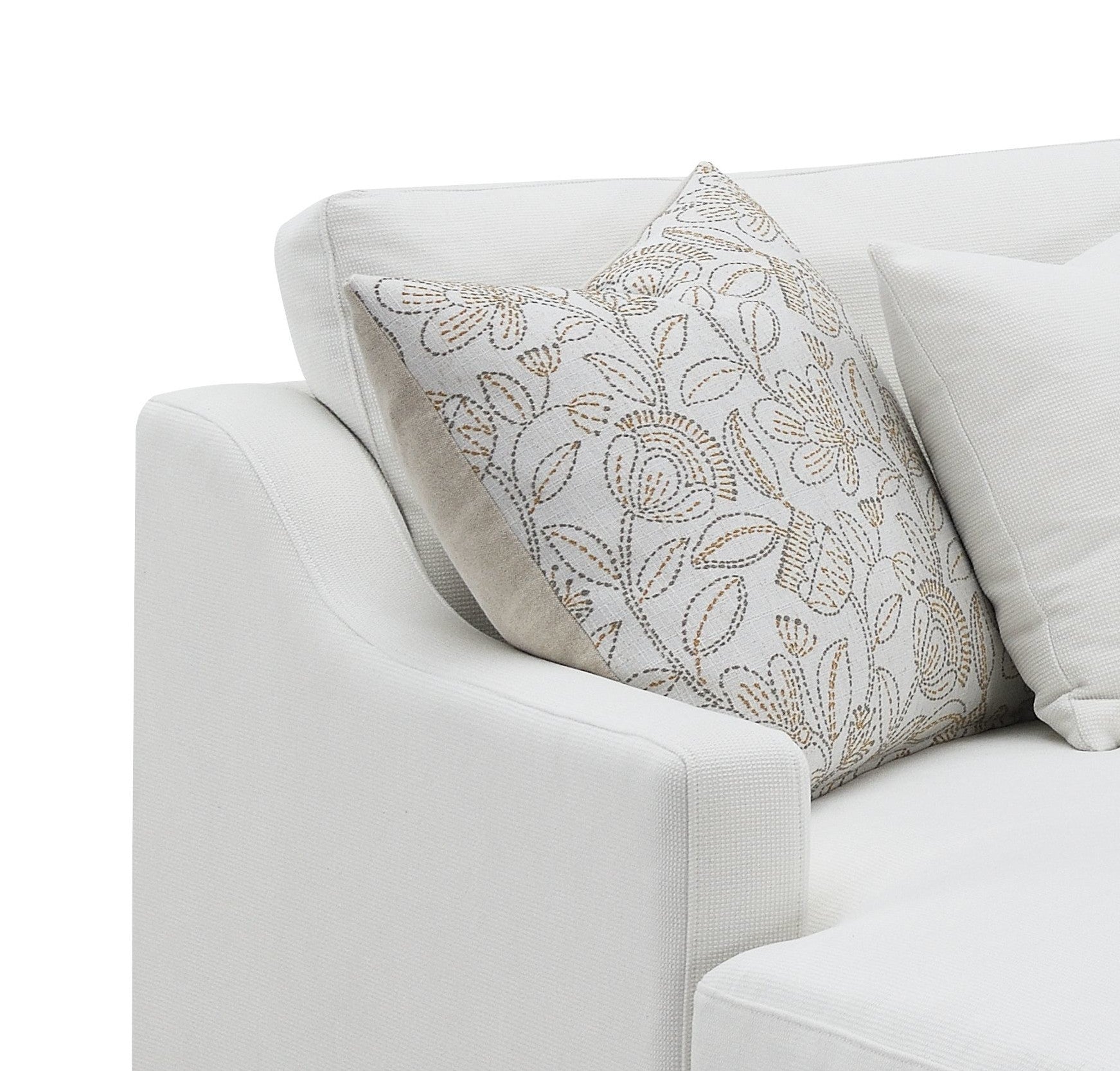 Valiant Ivory Chenille Sectional Sofa With Pocket Coil Seating, 4 High