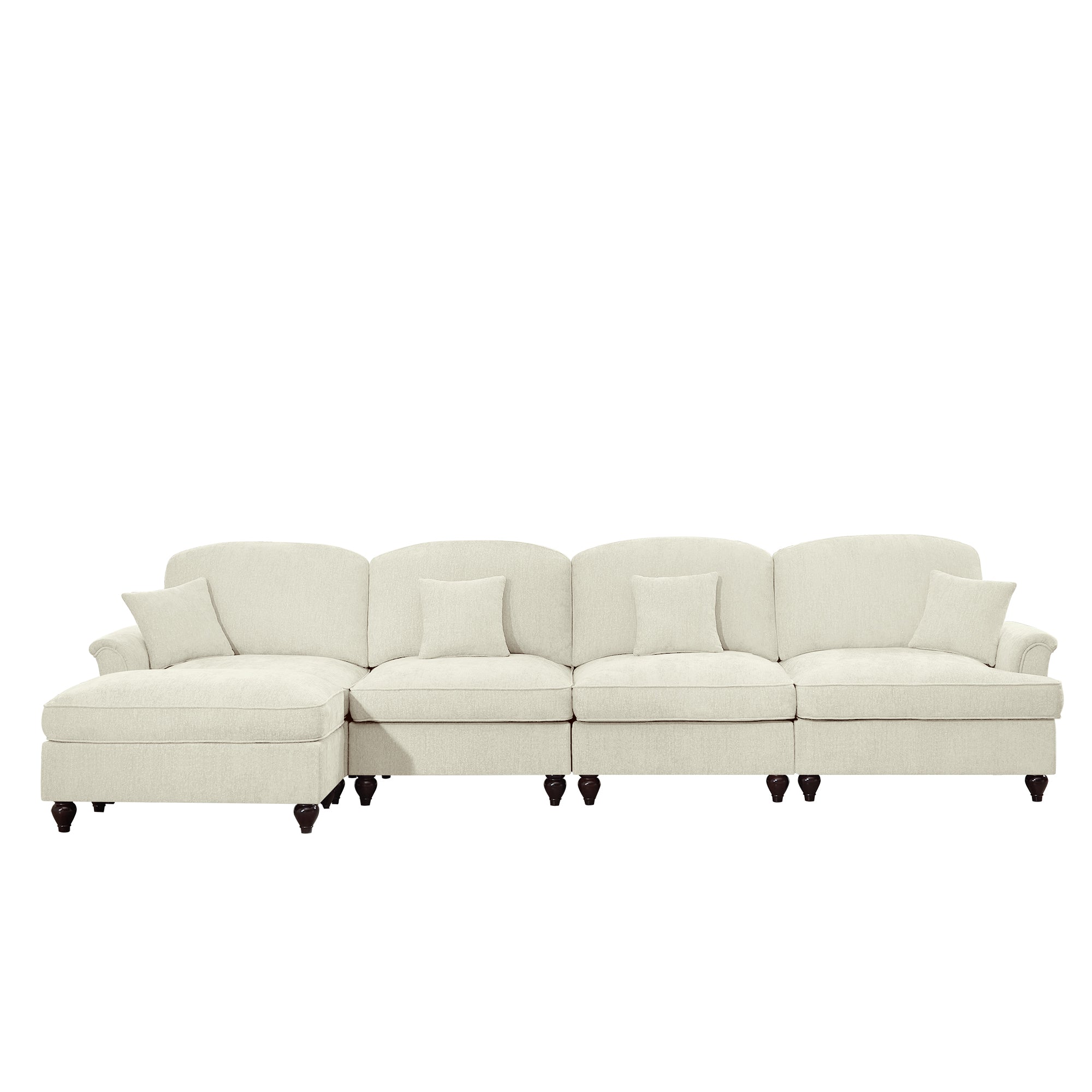 Classic Modular Sectional Couch With Removable Ruffled Skirt, Ottoman,