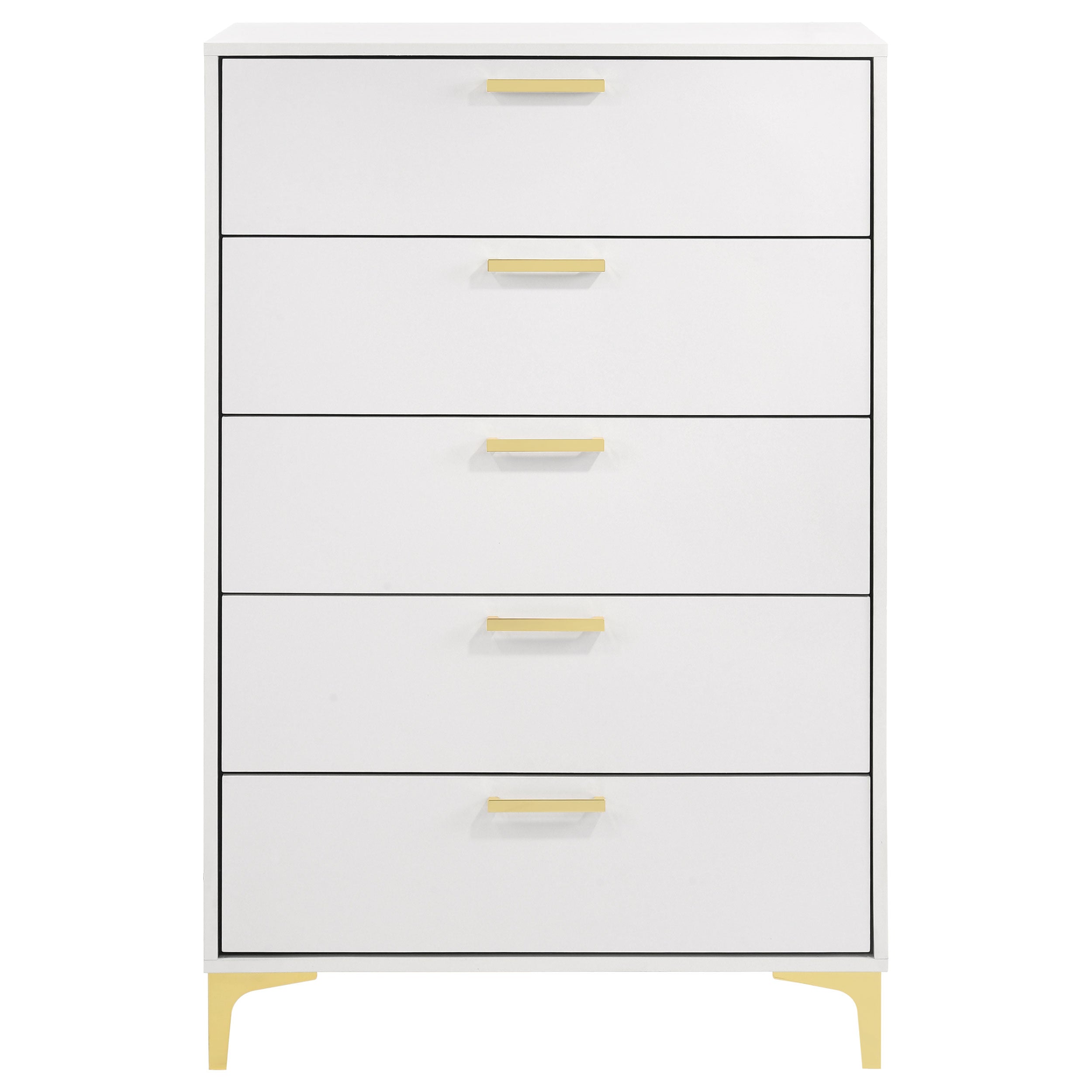 Karena White 5-Drawer Chest - Timeless Melamine Dresser With Ample Sto