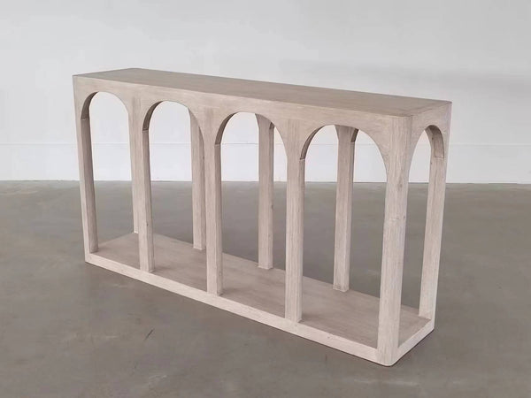 Ming Arch Console Table in Elegant Whitewash Finish - Stylish Wood Des ...