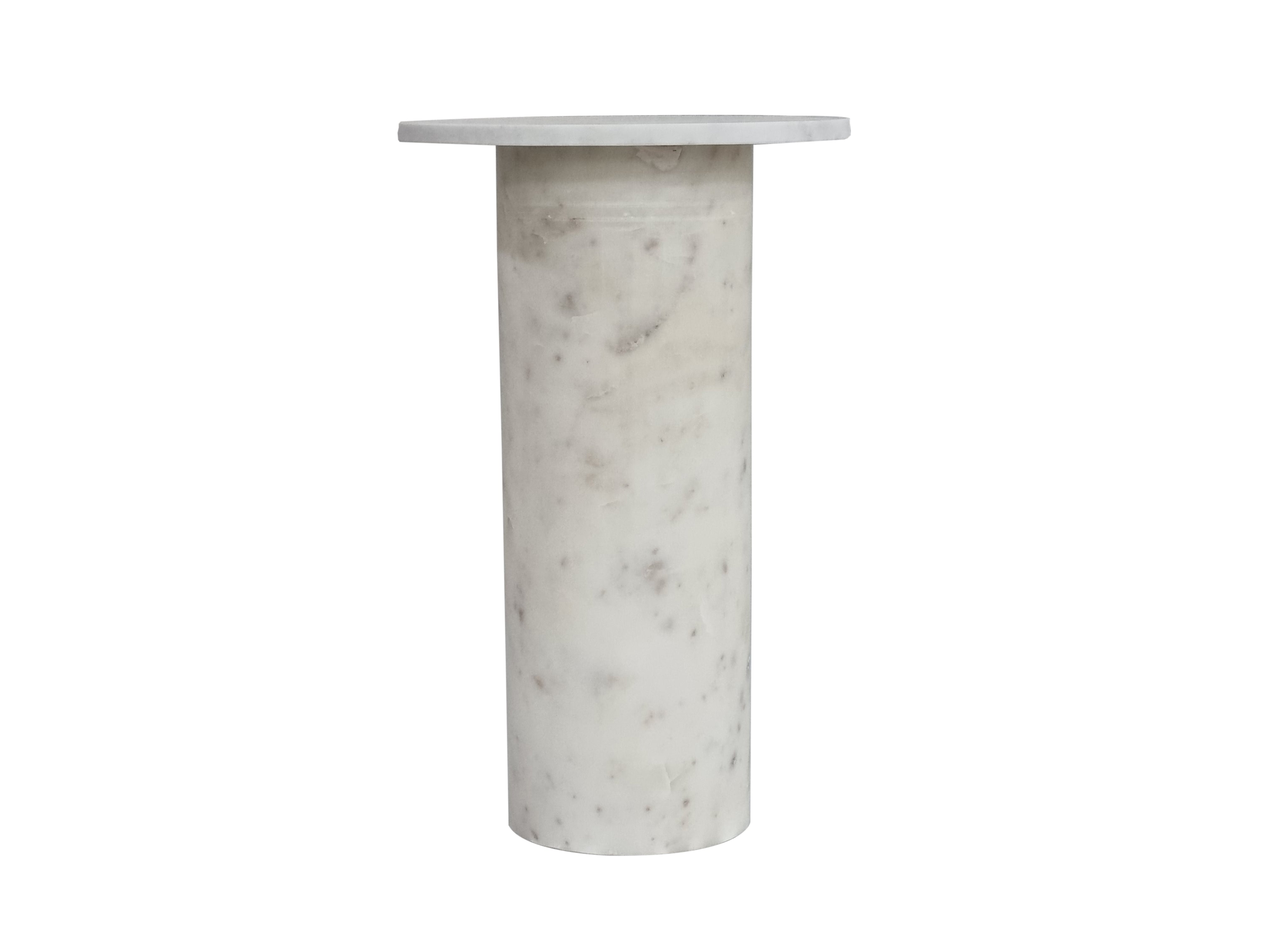 Claude White Accent Table - Elegant Gray Marble Design for Modern Home
