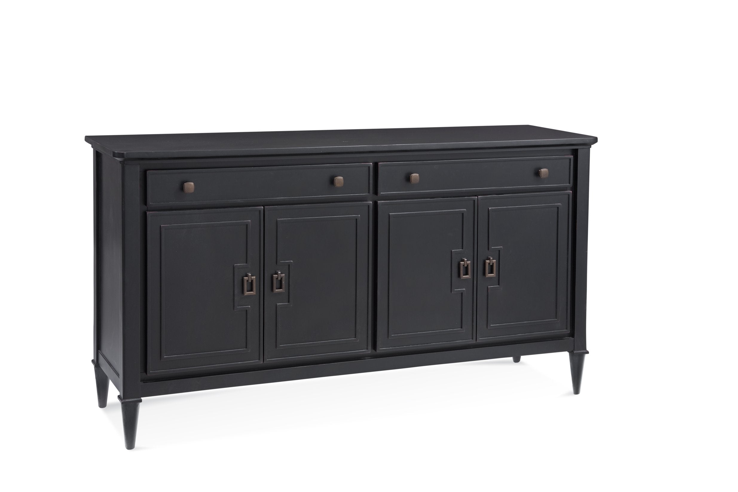 Hudson Server - Elegant Black Sideboard with Geometric Details, Ample