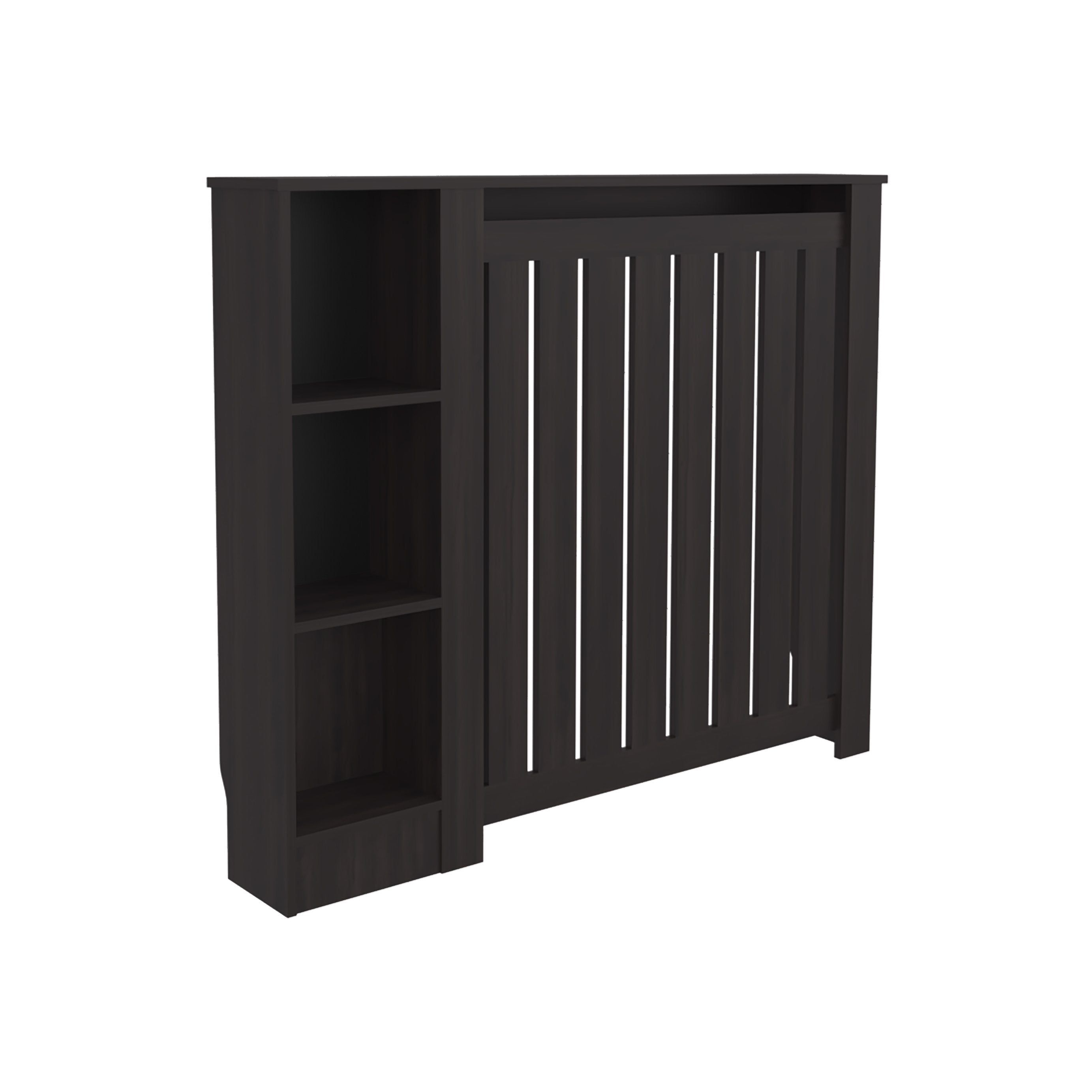 Radiator Joseph Slatted Cover With 3 Shelves — Walnut Decorative Heate