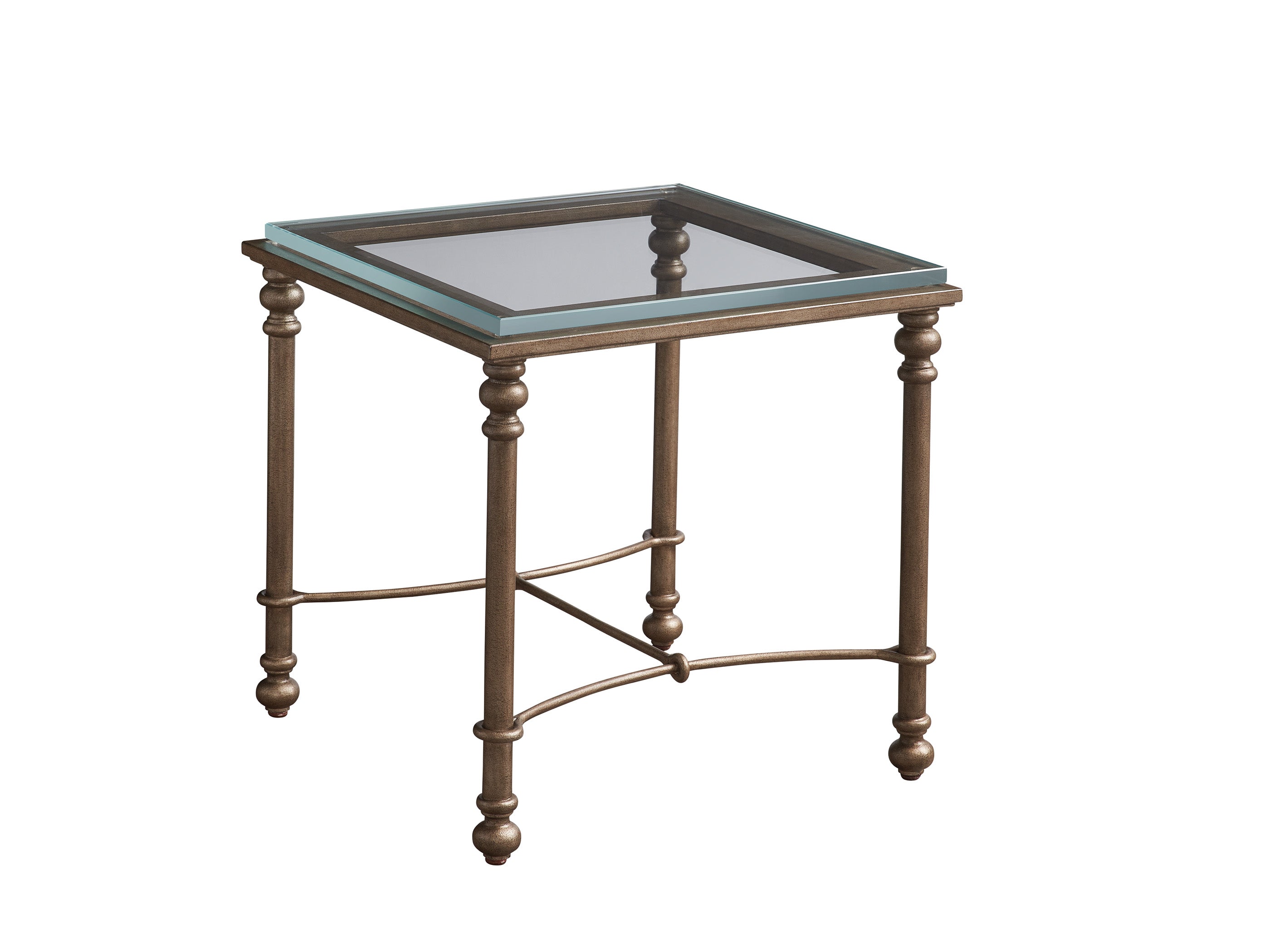 Barclay Butera Bluff Metal End Table with Textured Brass Base and Eleg