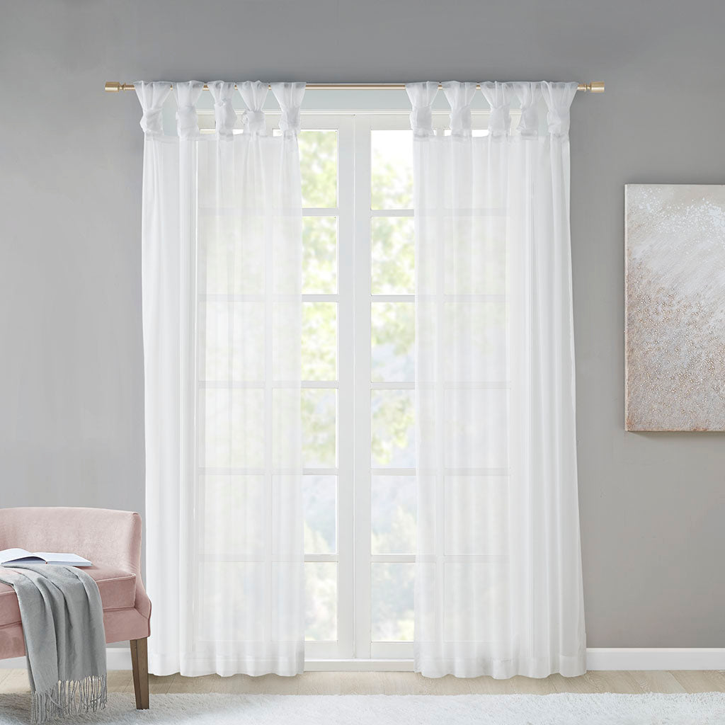 Madison Park - Twist Voile Sheer Window Panels with Twist-Tab Header,