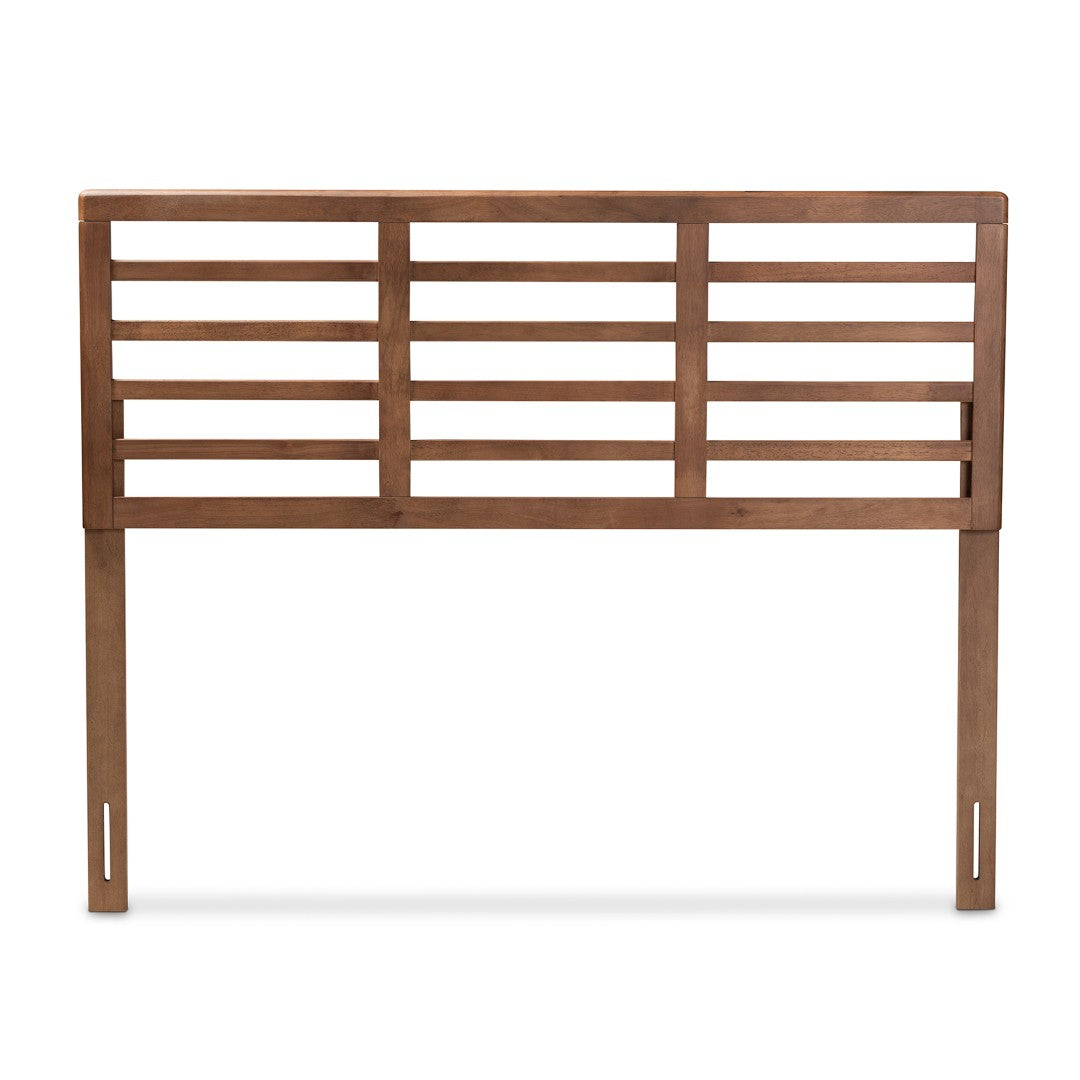 Baxton Studio Salome Mid-Century Modern Walnut Brown Open Slat Headboa