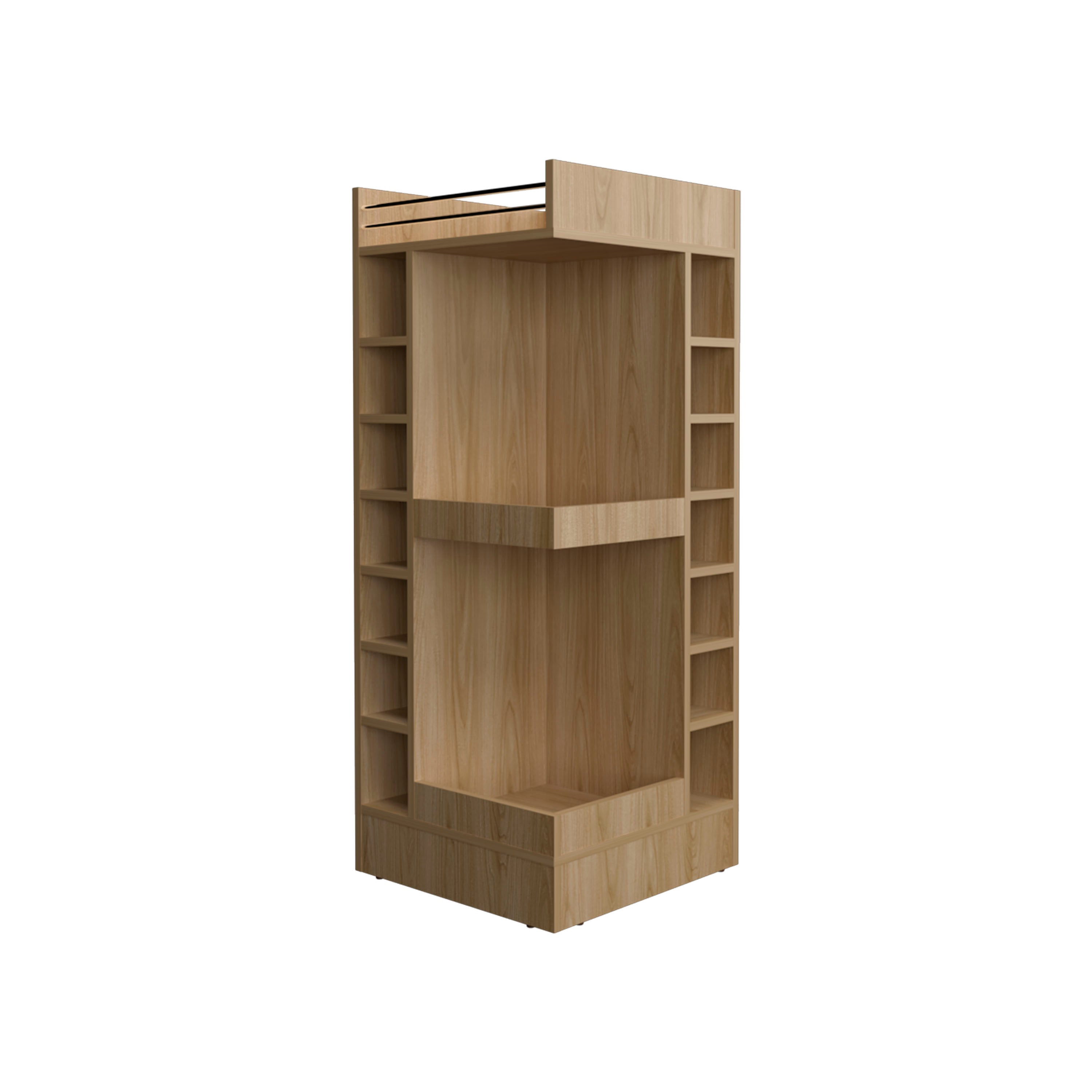 Lyman 46" Tall Corner Bar Cabinet with 14 Bottle Cubbies, Two Shelves,