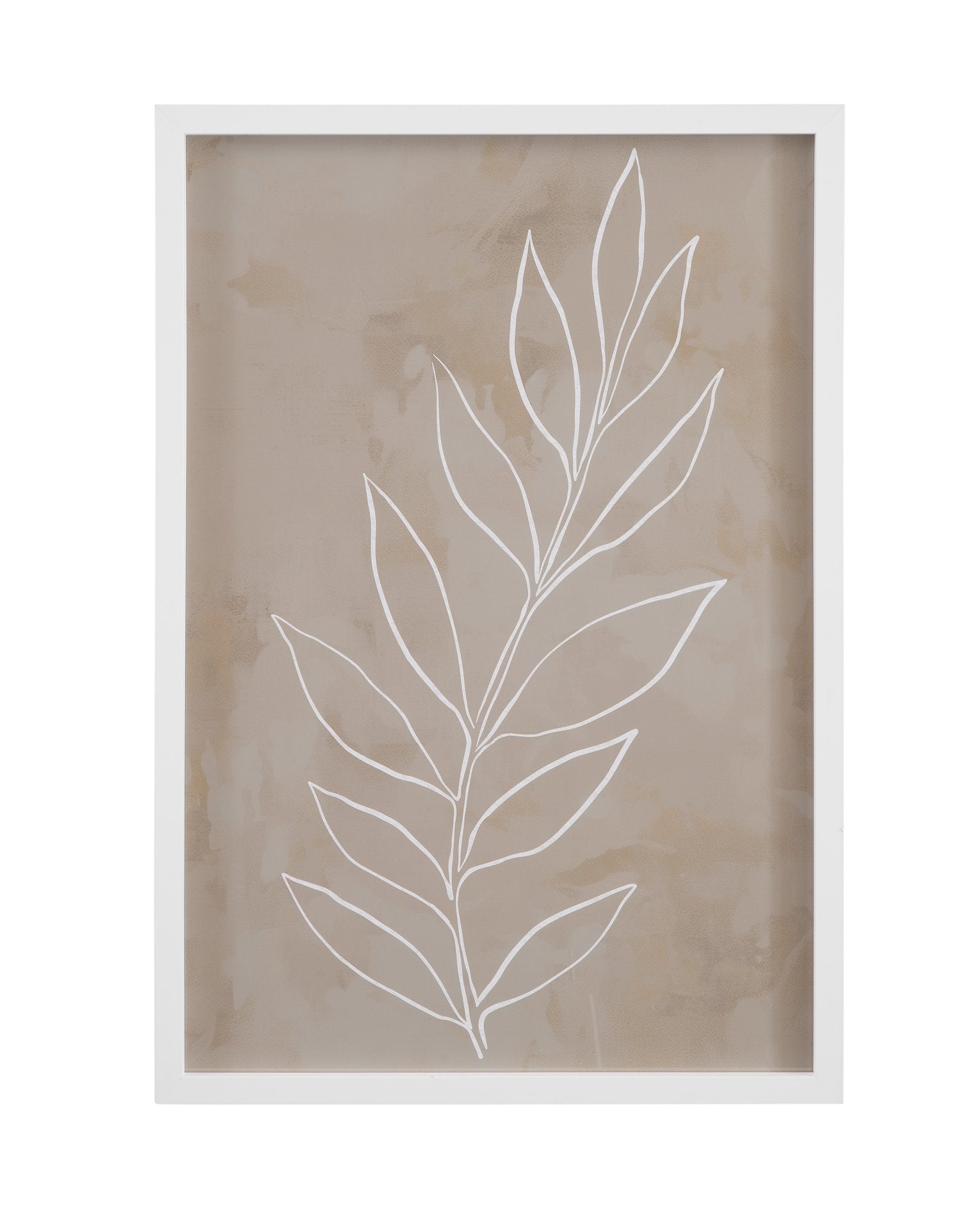 Leaf Framed Print in Matte White Molding - Elegant Leaf Line Art for M