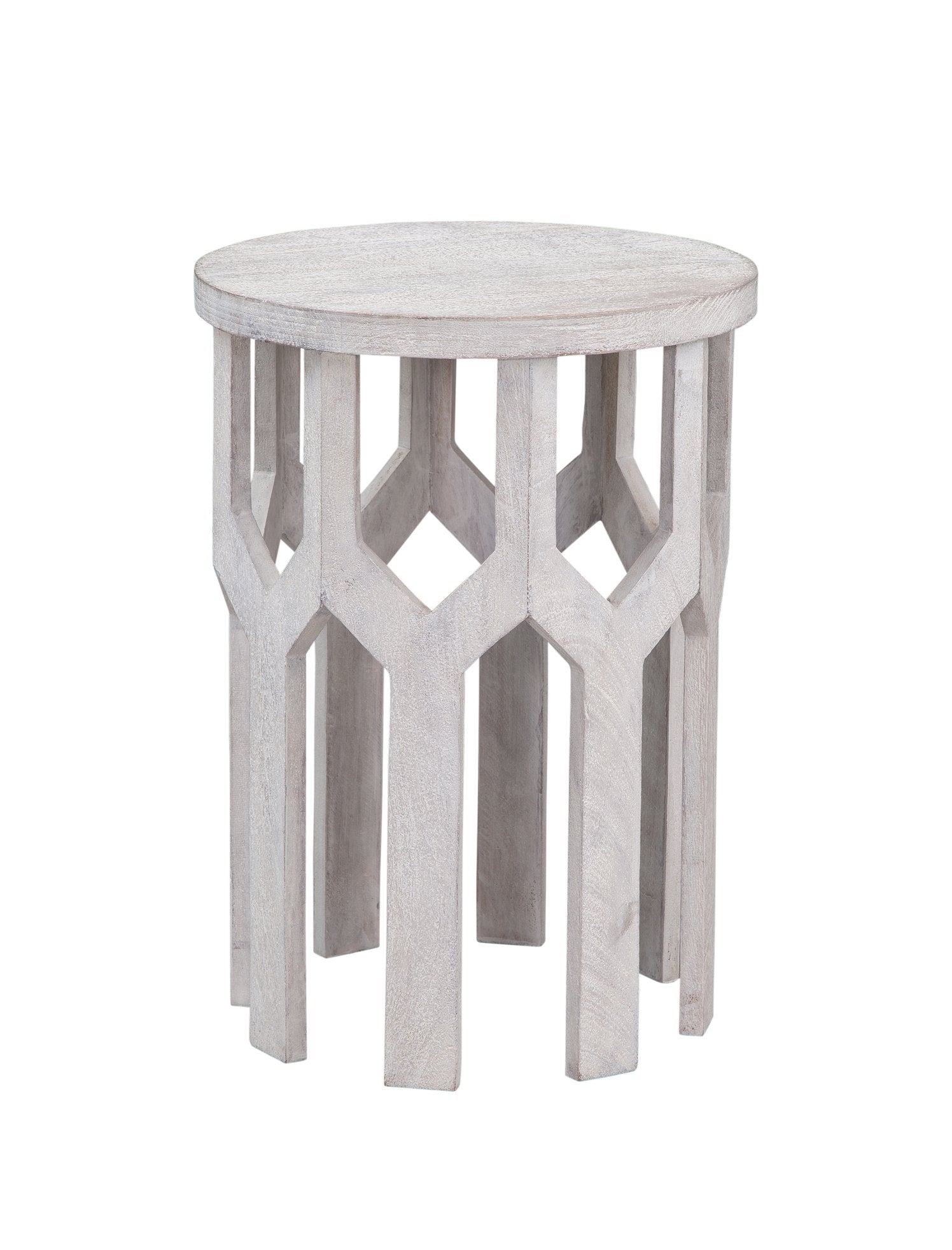 Lloyd White Accent Table - Coastal Farmhouse Elegance in Solid Mango W