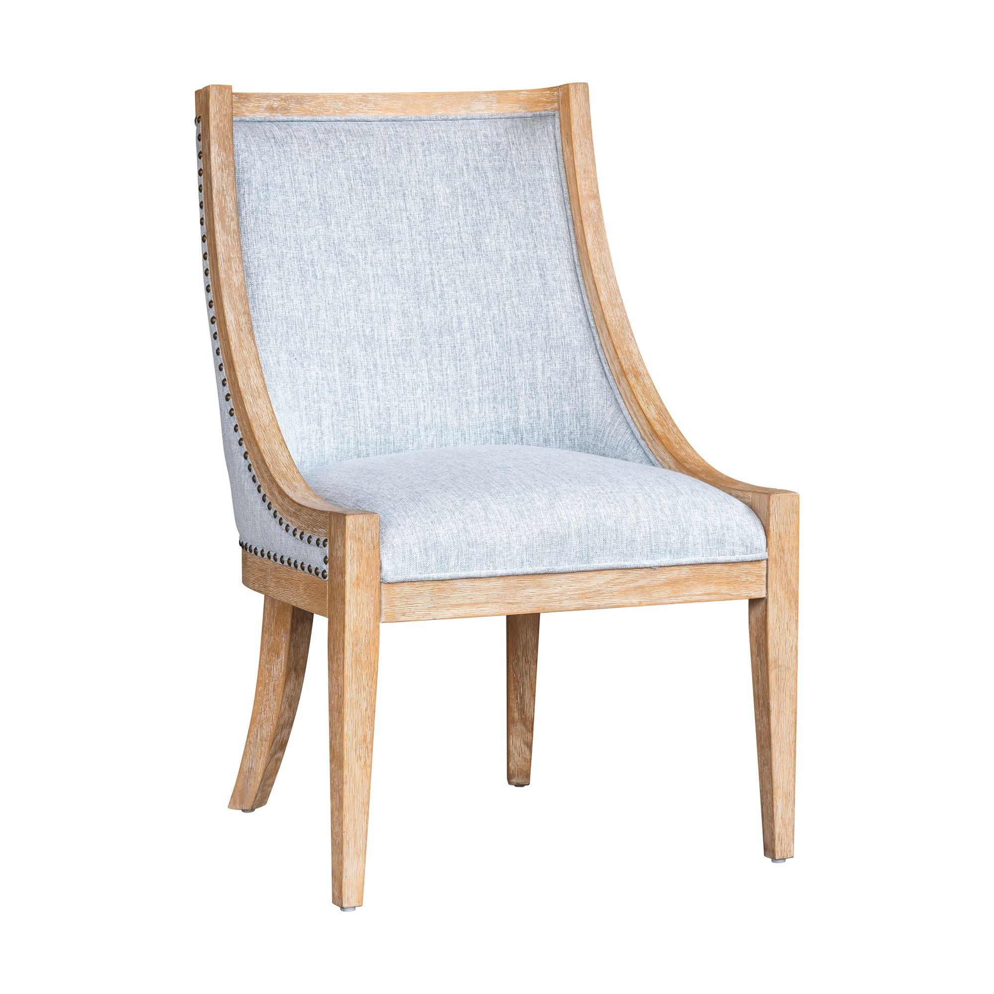 Martha Stewart - Upholstered Swoop-Arm Dining Chair With Nailhead Trim
