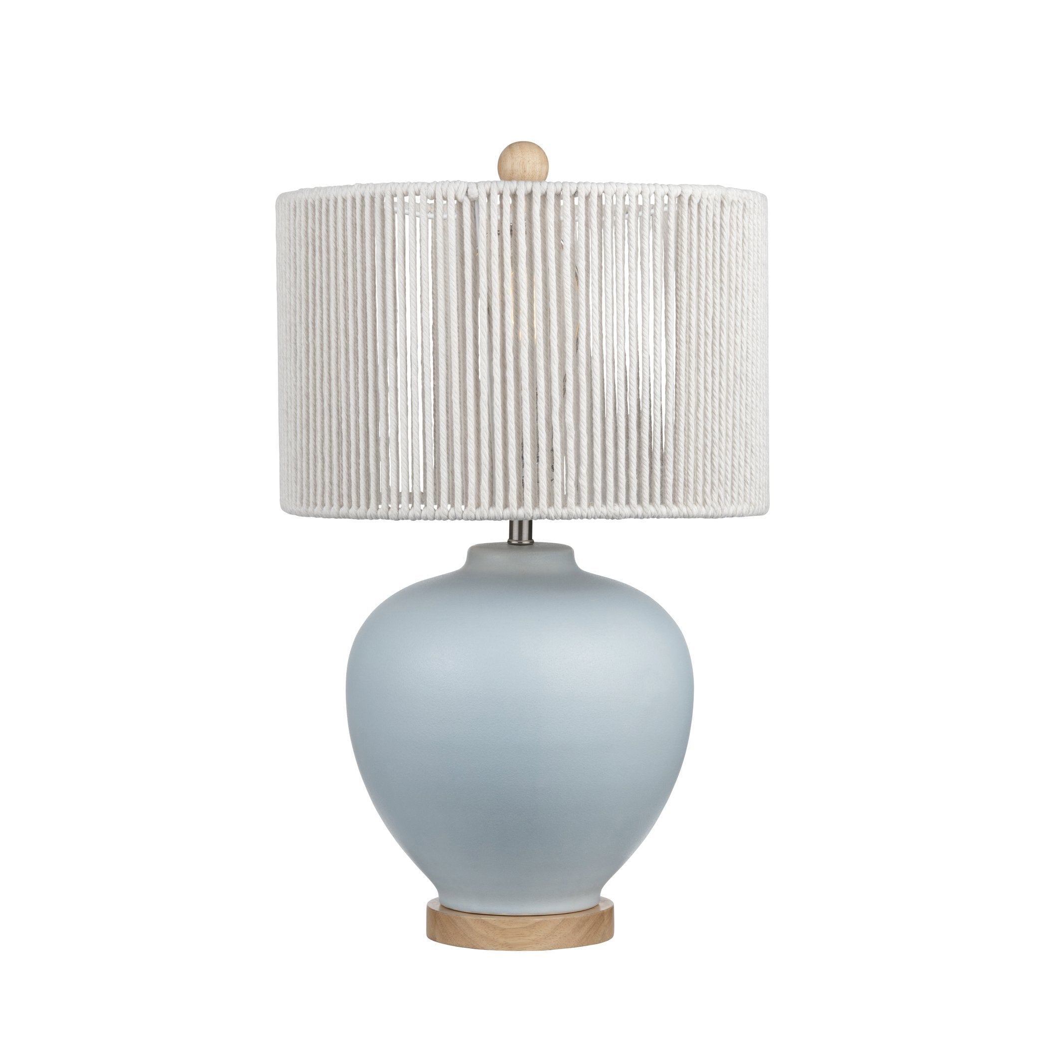 25.25"H Serene Light Blue Ceramic Table Lamp with Woven Shade & Natura