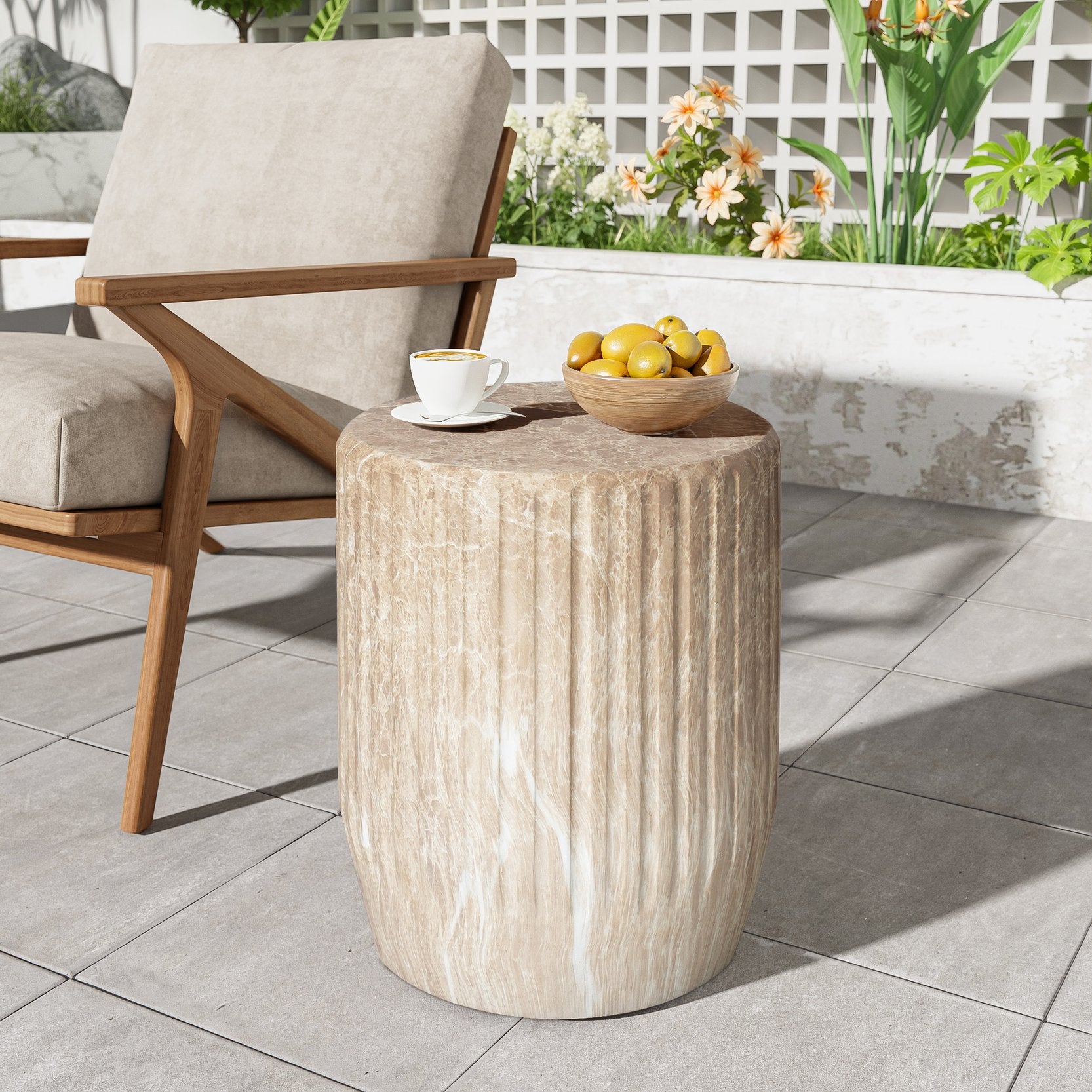 Christopher Knight Home® - Outdoor Cicci Carved Side Table - Luxurious