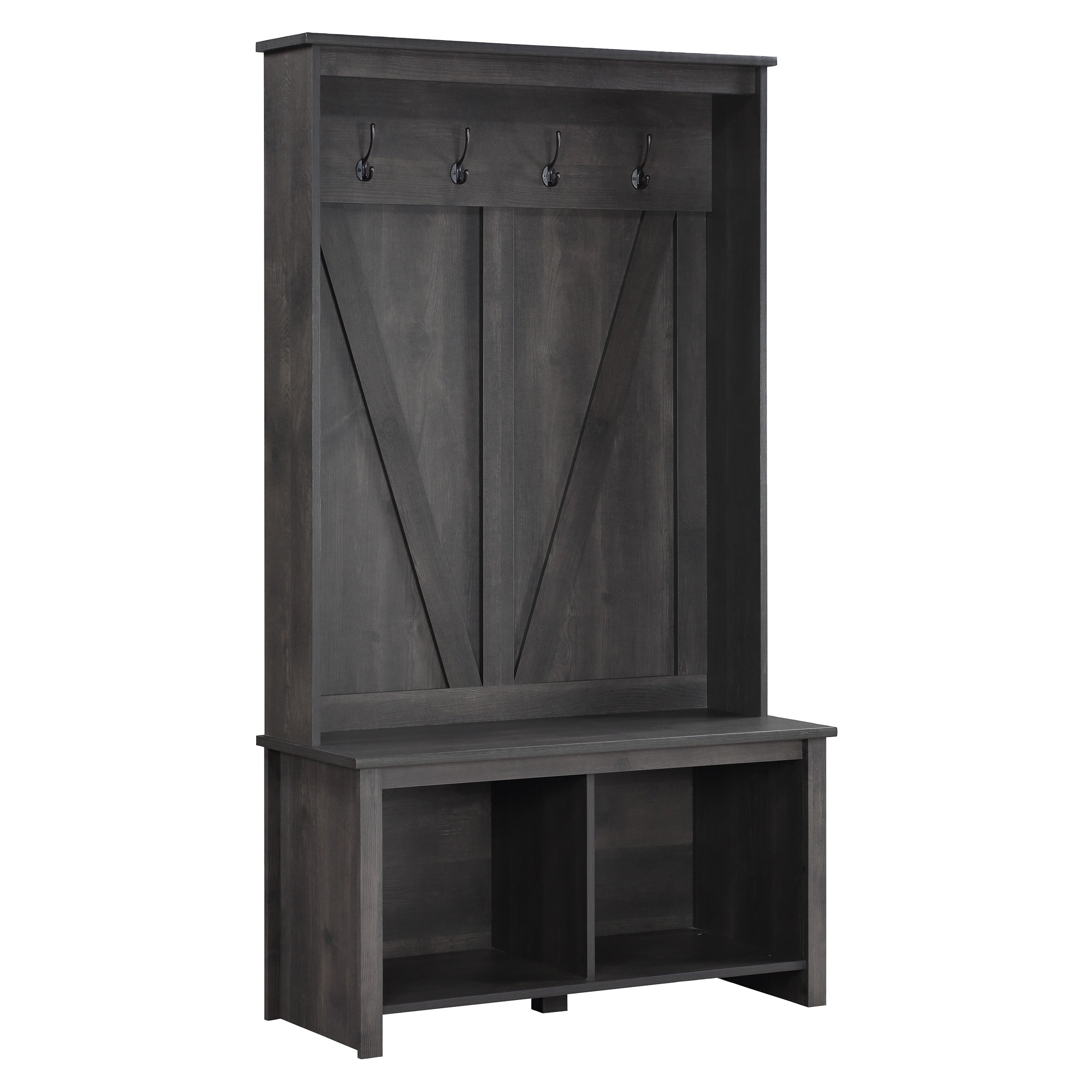 Garnet Entry Hall Tree with Bench, Hooks, and Storage Cubbies for a St