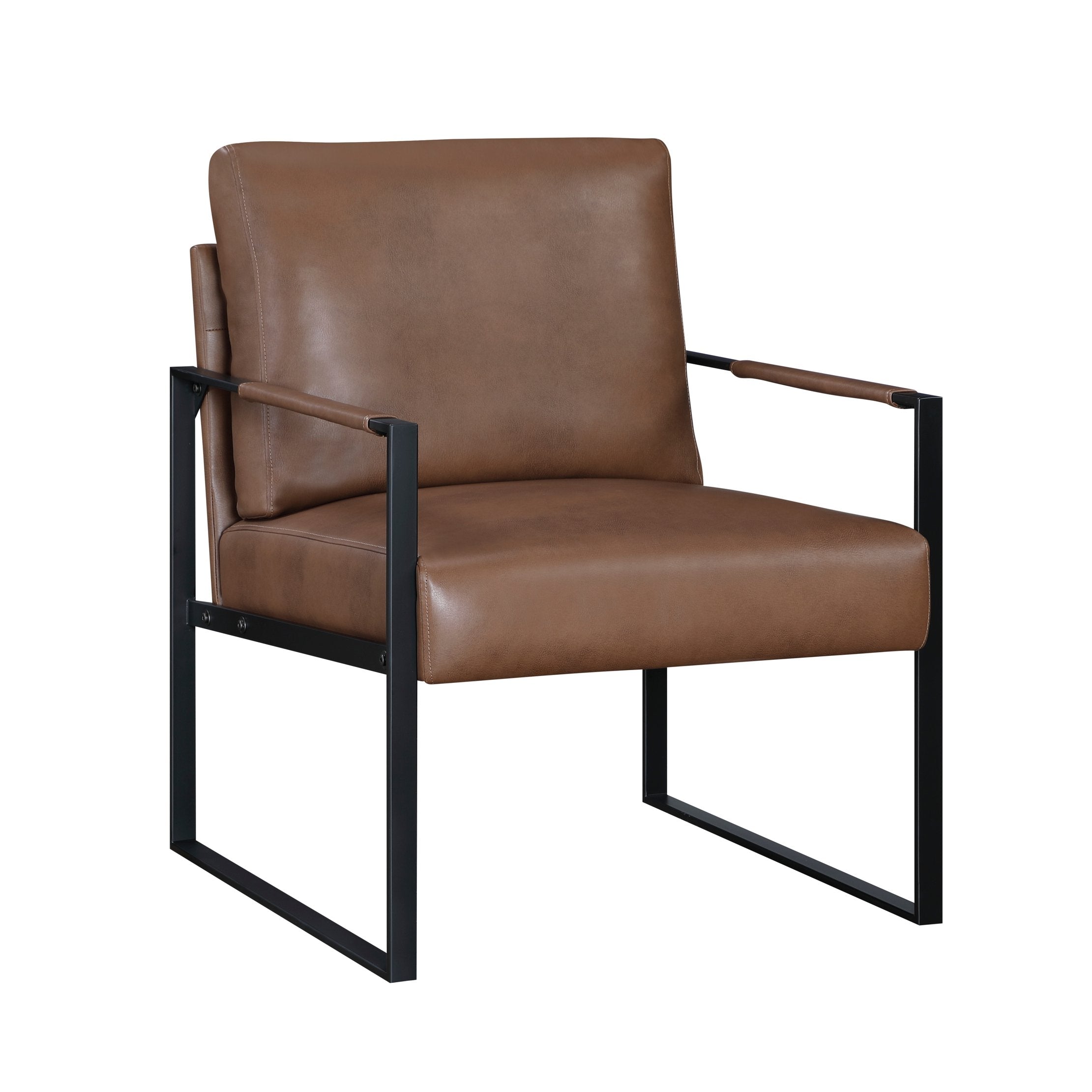 Modern Accent Chair - Stylish Brown Faux Leather Upholstery with Durab