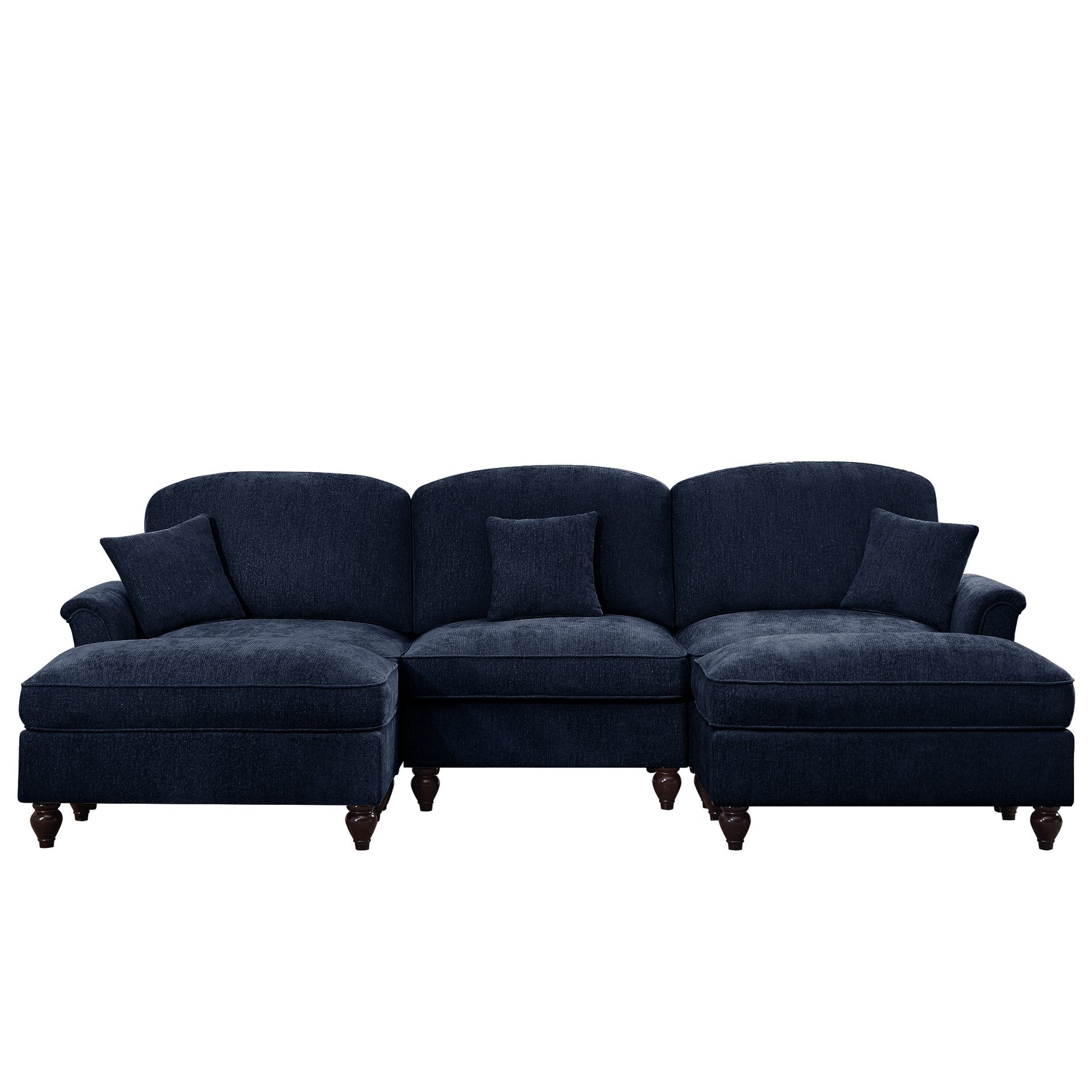 Classic Comfy Modular Sectional Sofa With Flared Arms, Removable Skirt