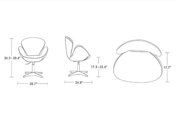 Raspberry Modern Adjustable Swivel Accent Chair with Chrome Base – Sty ...