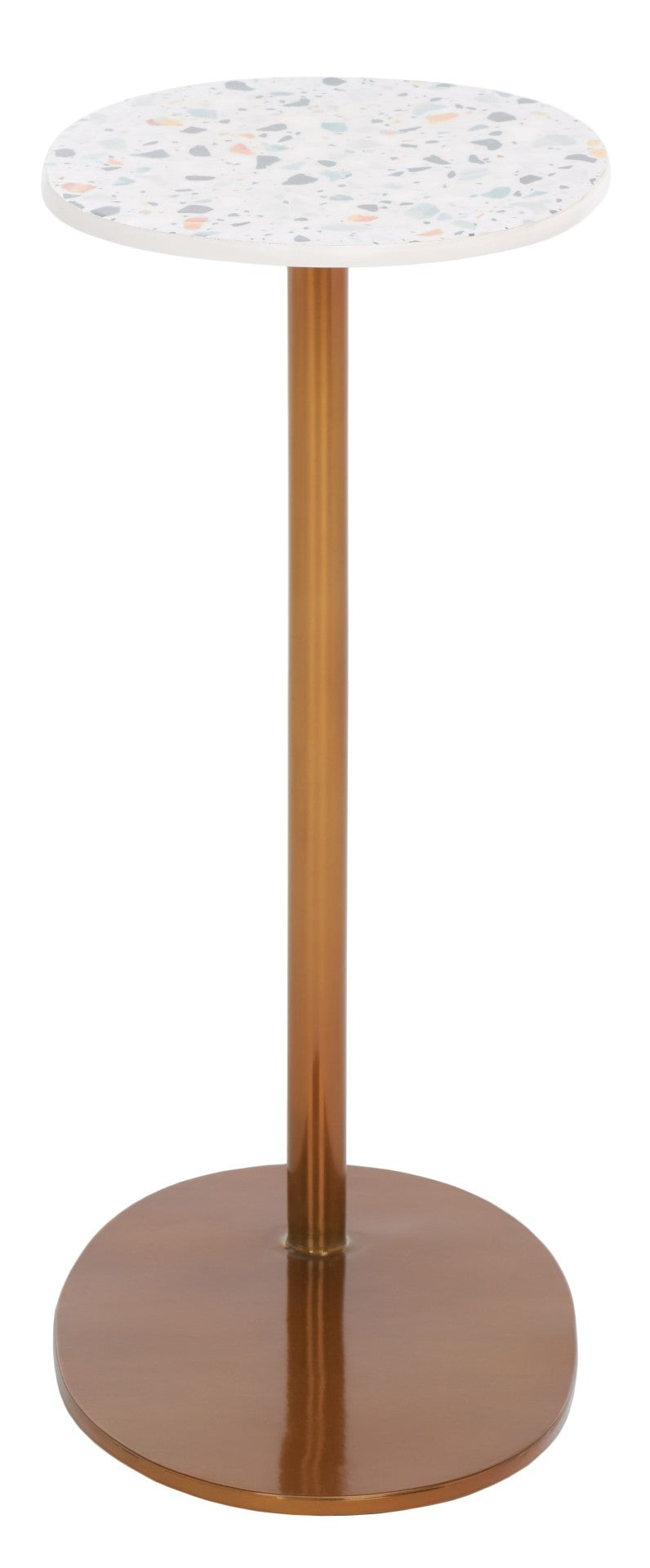 Terrassa Oval Accent Table – Vibrant Terrazzo Top & Sleek Gold Base Fo