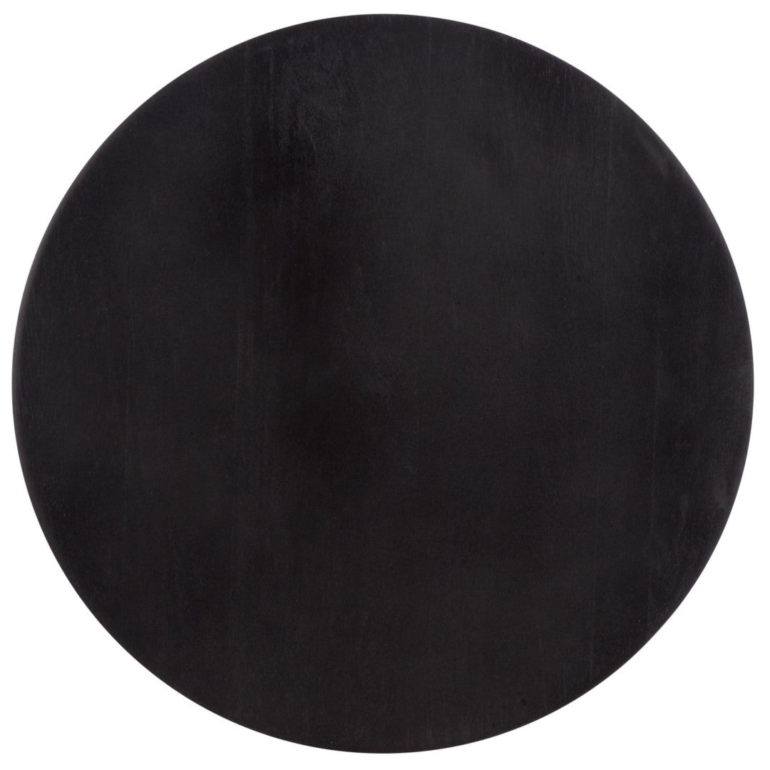 Tazon Round Accent Table - Elegant Black Mango Wood Design For Modern