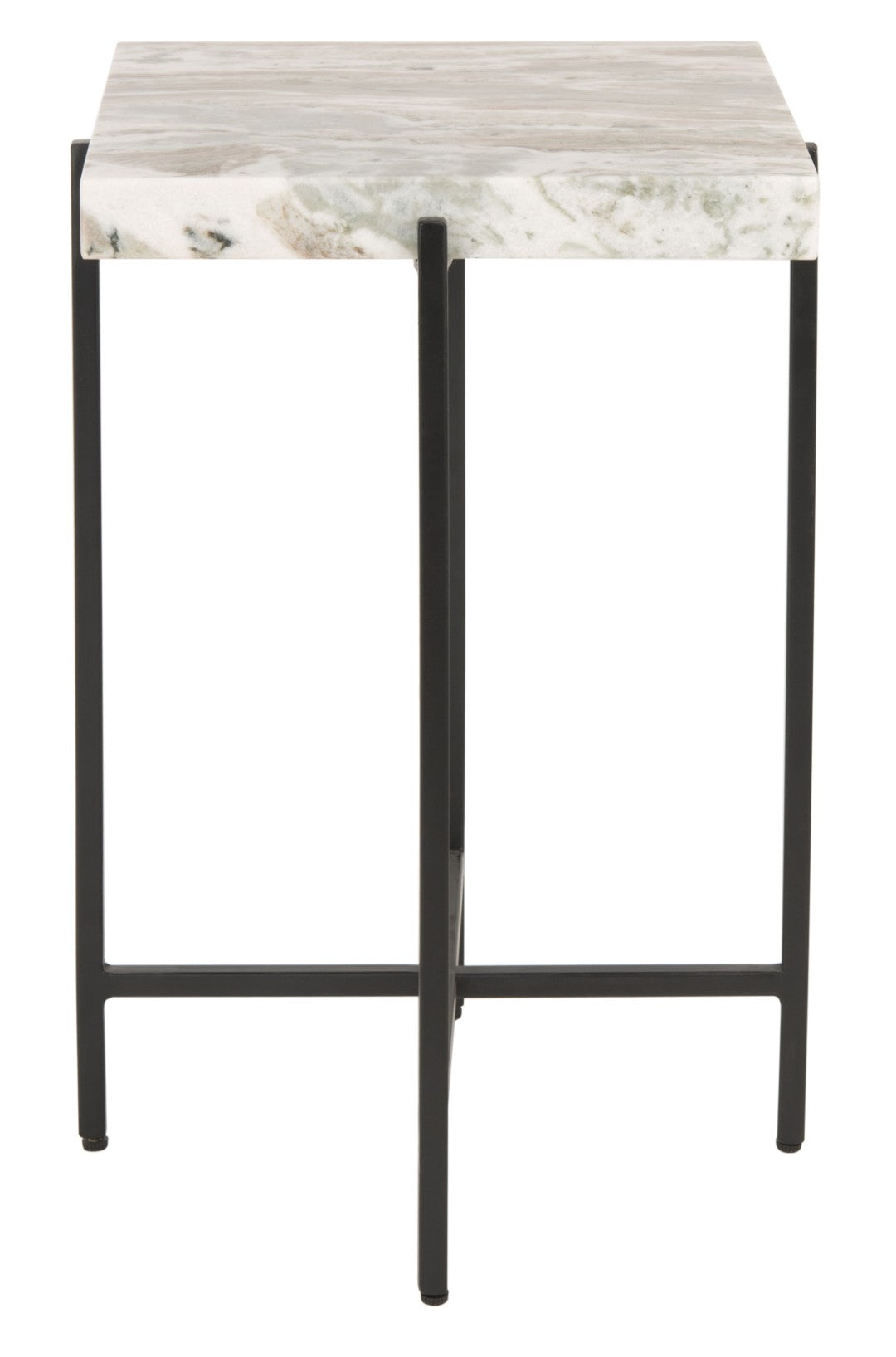 Tenzin Modern Stone Top Accent Table With Sleek Black Metal Base - Sty