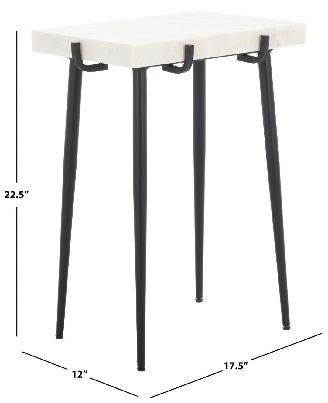 Bremen Marble Side Table - Minimalist Design With White Top & Black Le