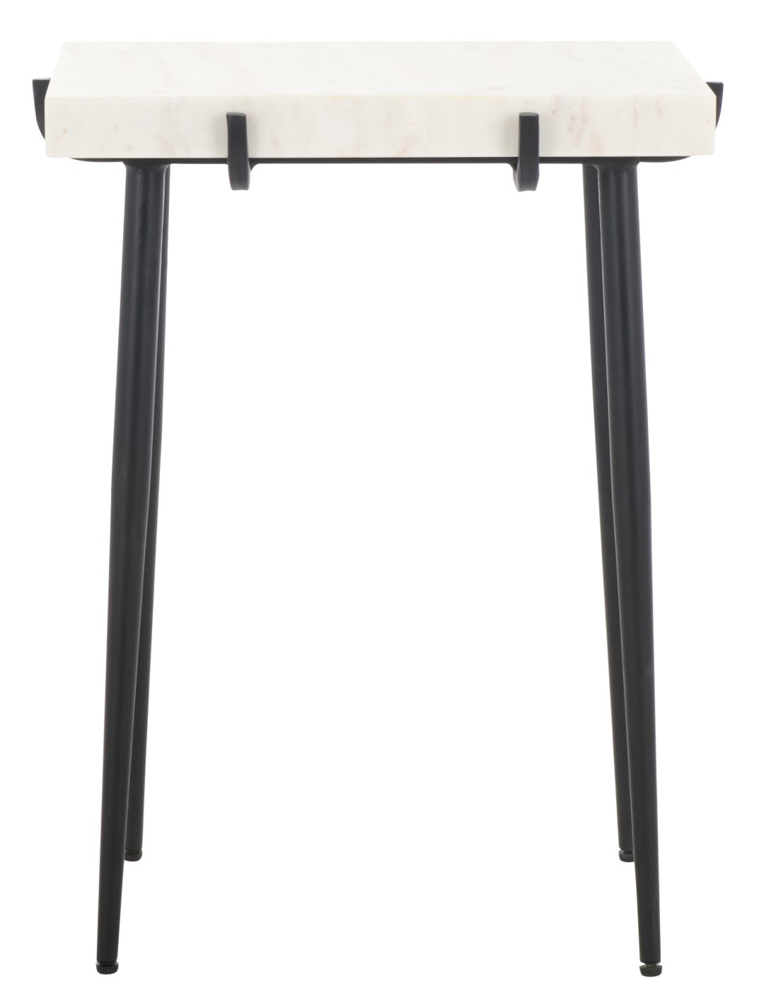 Bremen Marble Side Table - Minimalist Design With White Top & Black Le