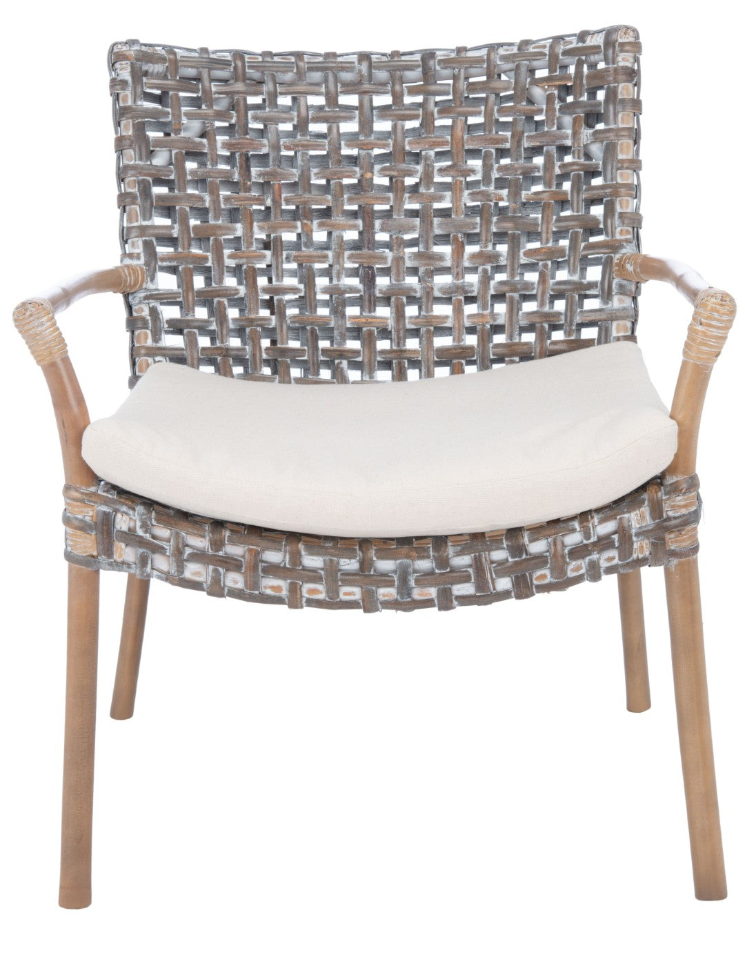 Collette Coastal Rattan Accent Chair With Plush Cushion - Contemporary