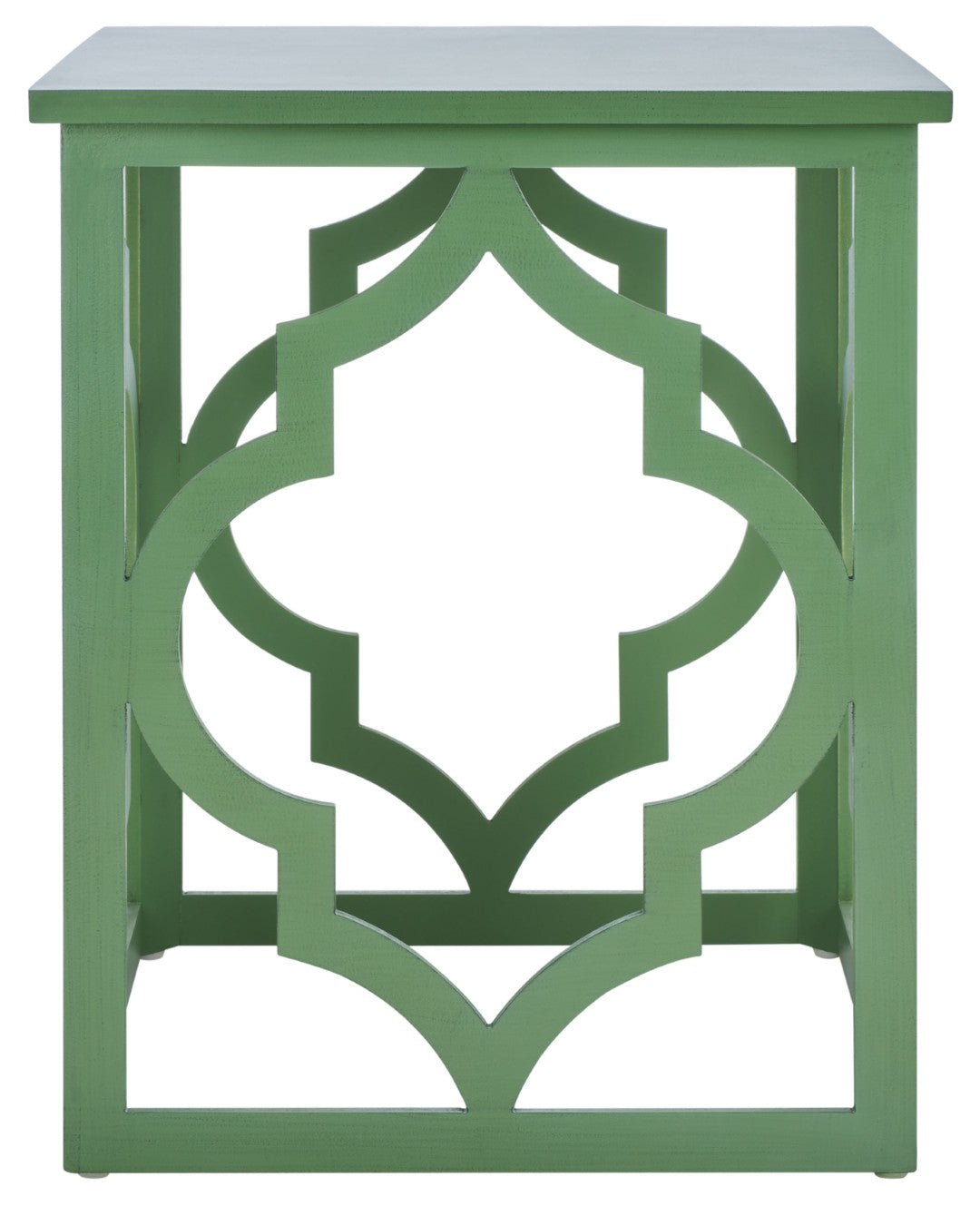 Milo Trellis End Table - Elegant Quatrefoil Accent Table With Open-Fra