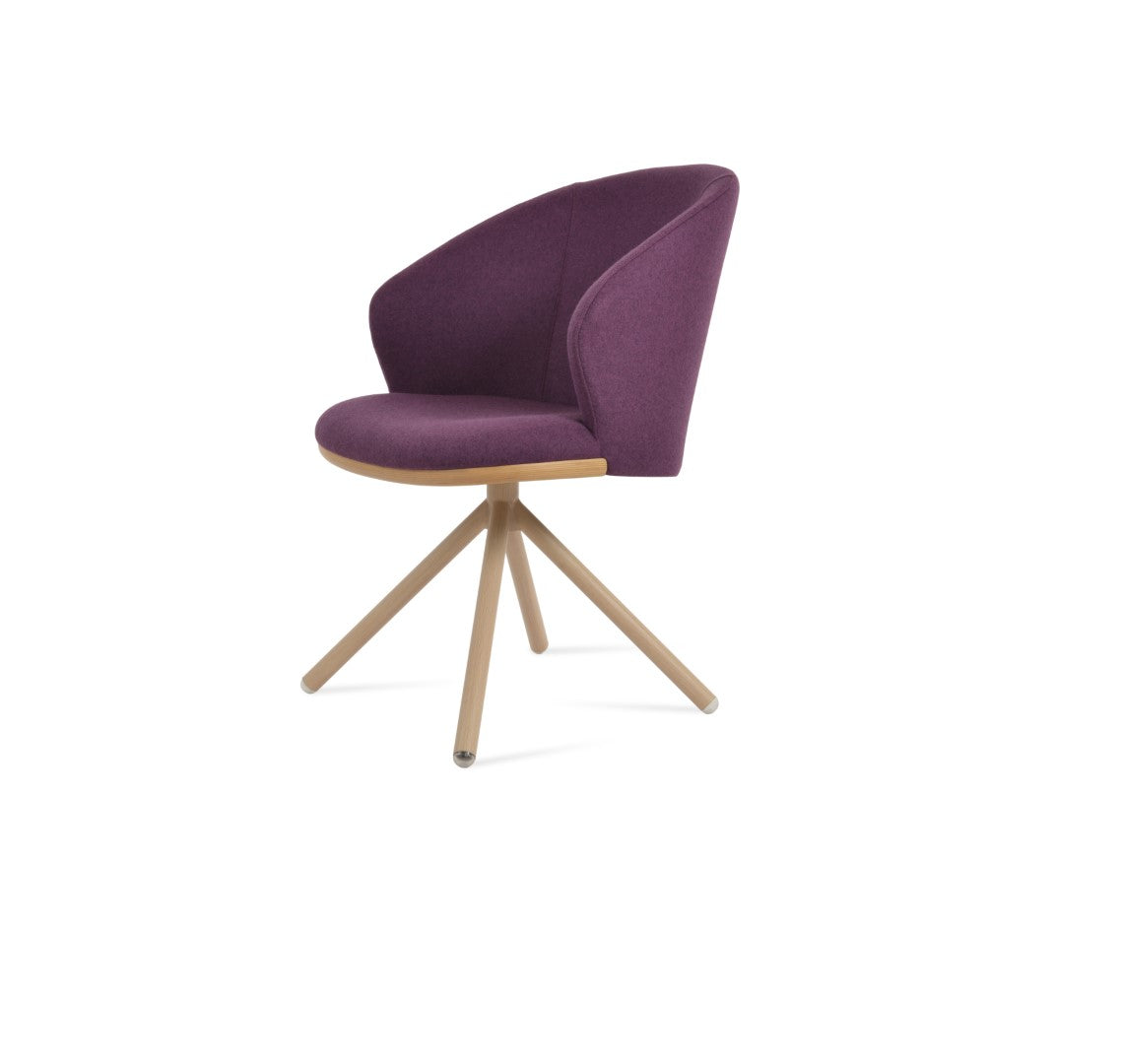 Athena Stick Swivel Armchair - Stylish Dining Chair in Camira Blazer W