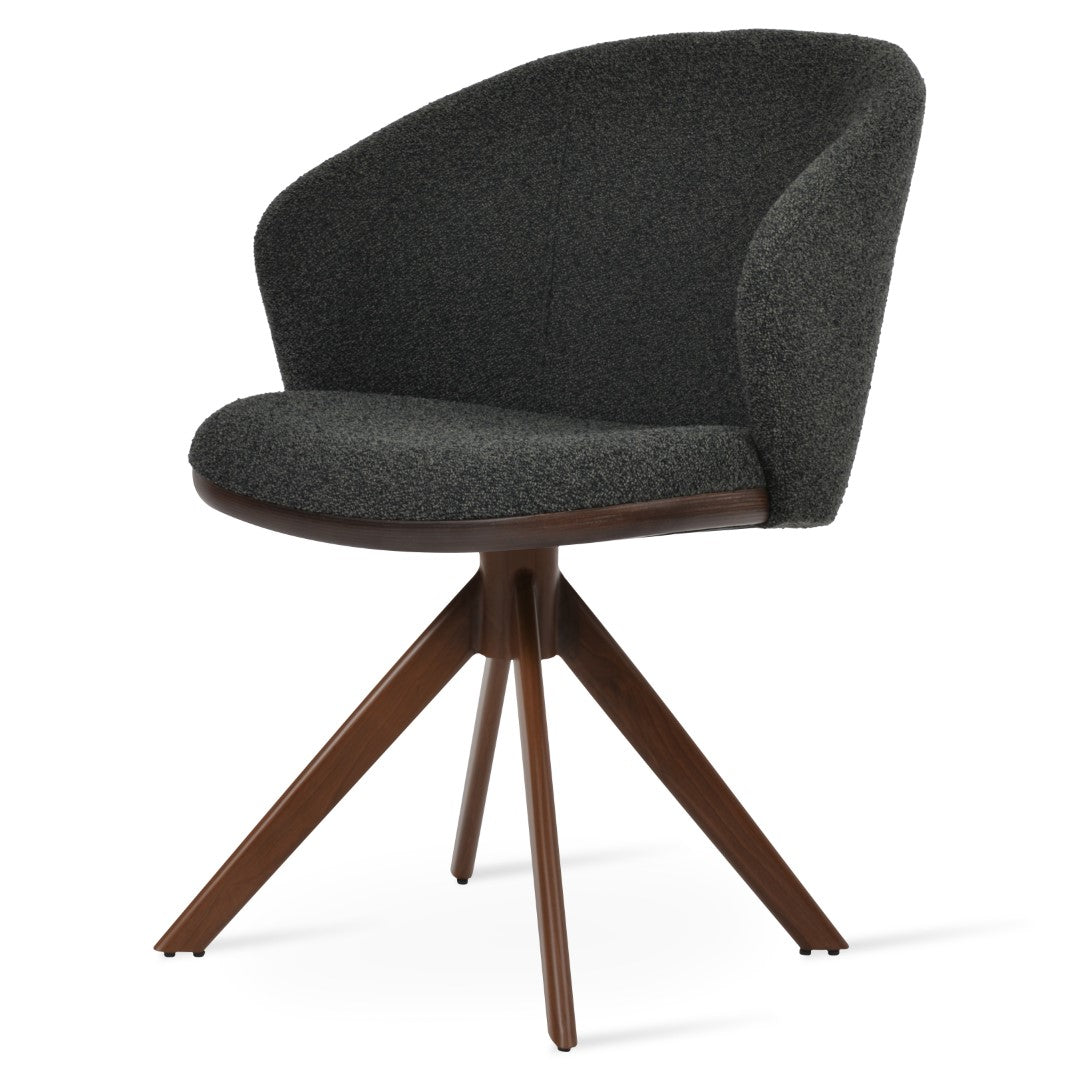 Athena Sword Swivel Armchair Dining Chair - Luxe Boucle, Velvet & Nubu
