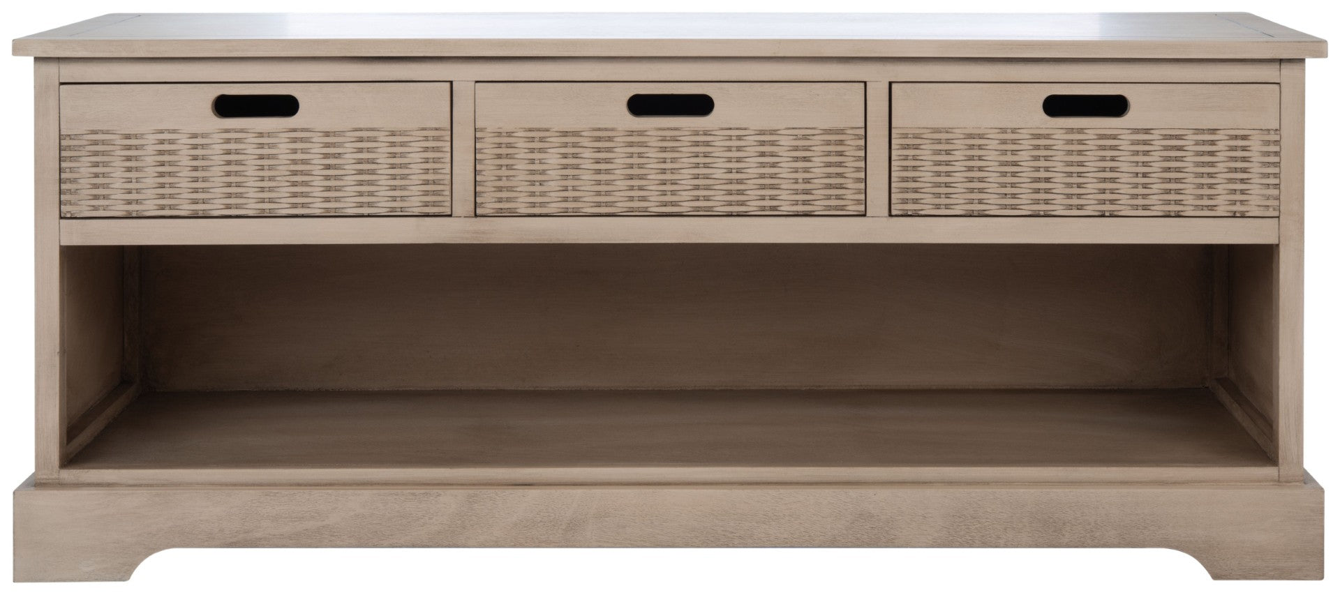 Landers Contemporary 3-Drawer Storage Bench With Soft Sand Finish And