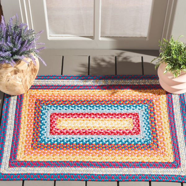 Braided Hand Woven Polypropylene Pile Rug - Vibrant Farmhouse Style fo ...