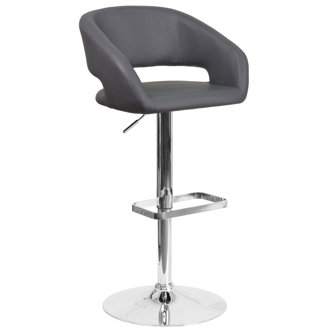 Erik Contemporary Adjustable Height Barstool with Rounded Mid-Back for