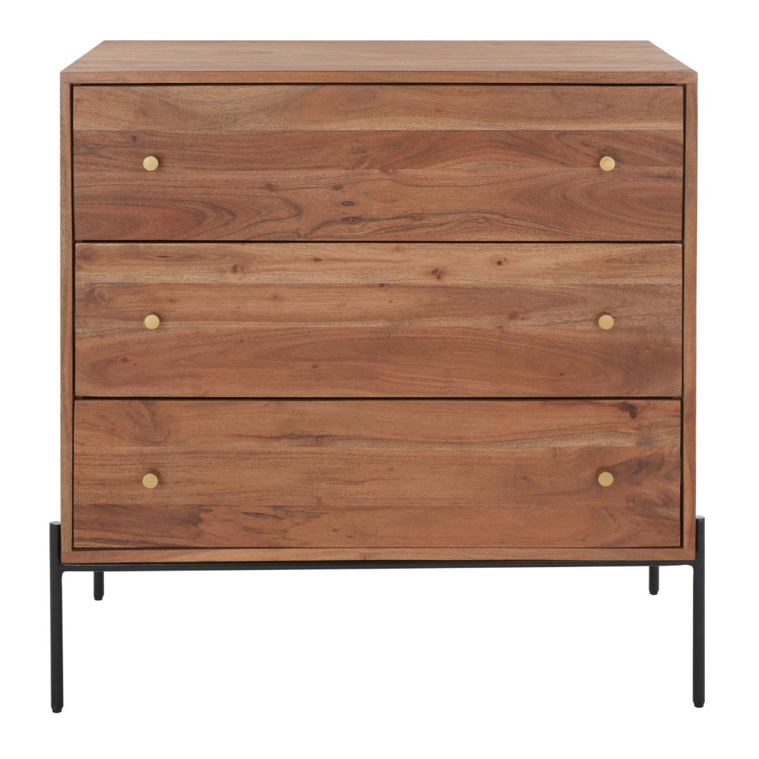 Dowling 3-Drawer Chest - Elegant Mango Wood Storage Solution With Bras