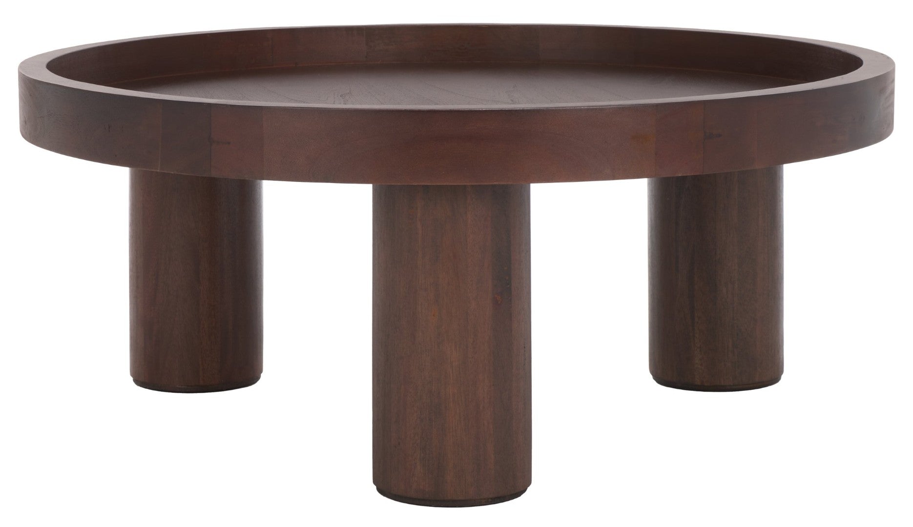 Meek Rustic 3-Leg Round Coffee Table With Tray-Style Top For Chic Livi