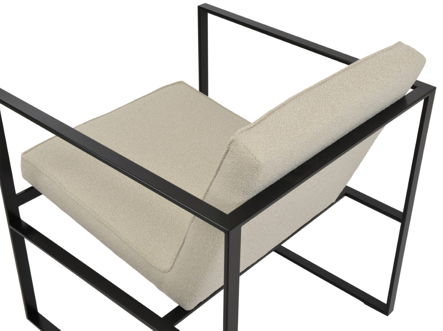 Cube Metal Lounge Armchair - Stylish Black Frame, Premium Upholstery O