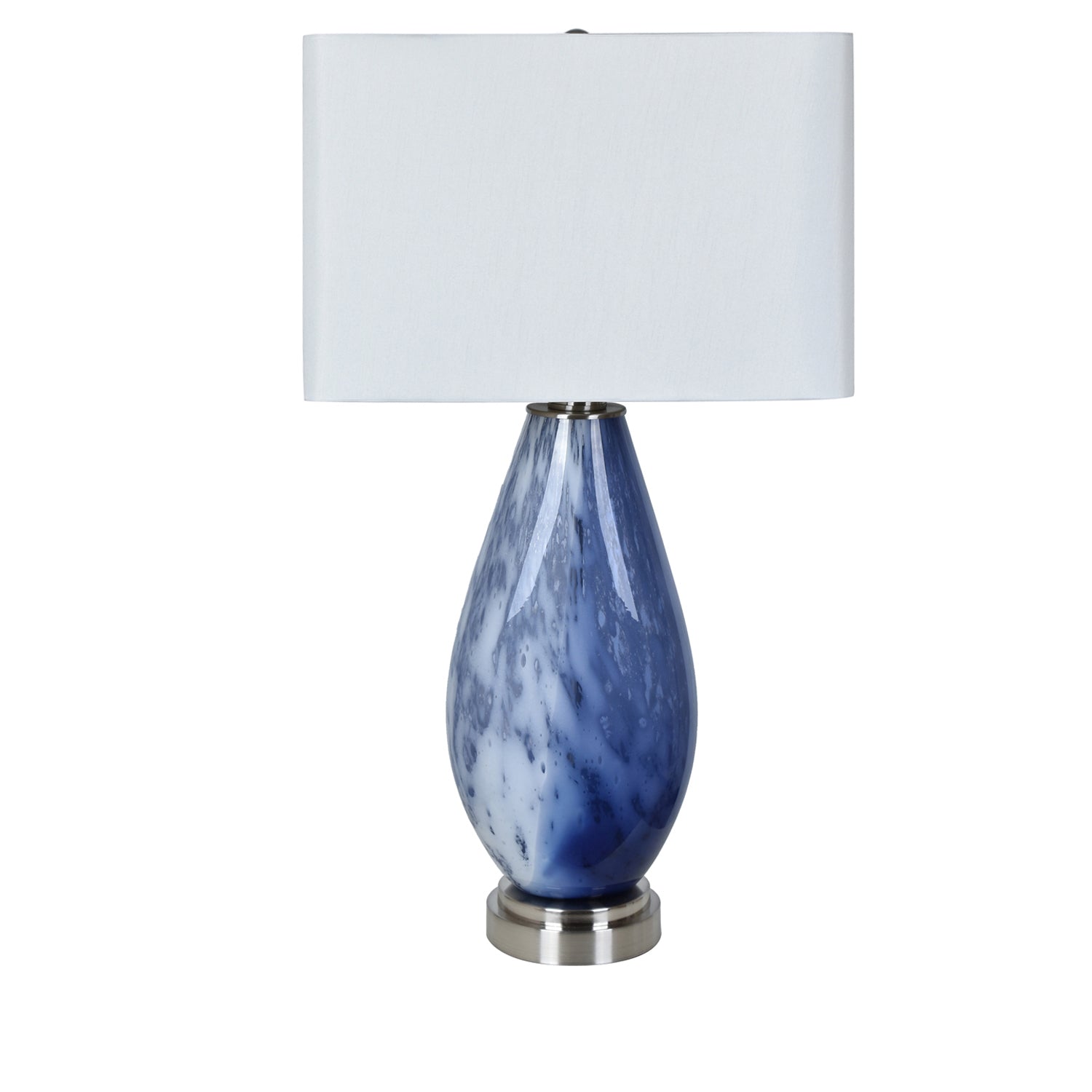 Emma Table Lamp - Coastal-Transitional Design in Blue with Glass Base