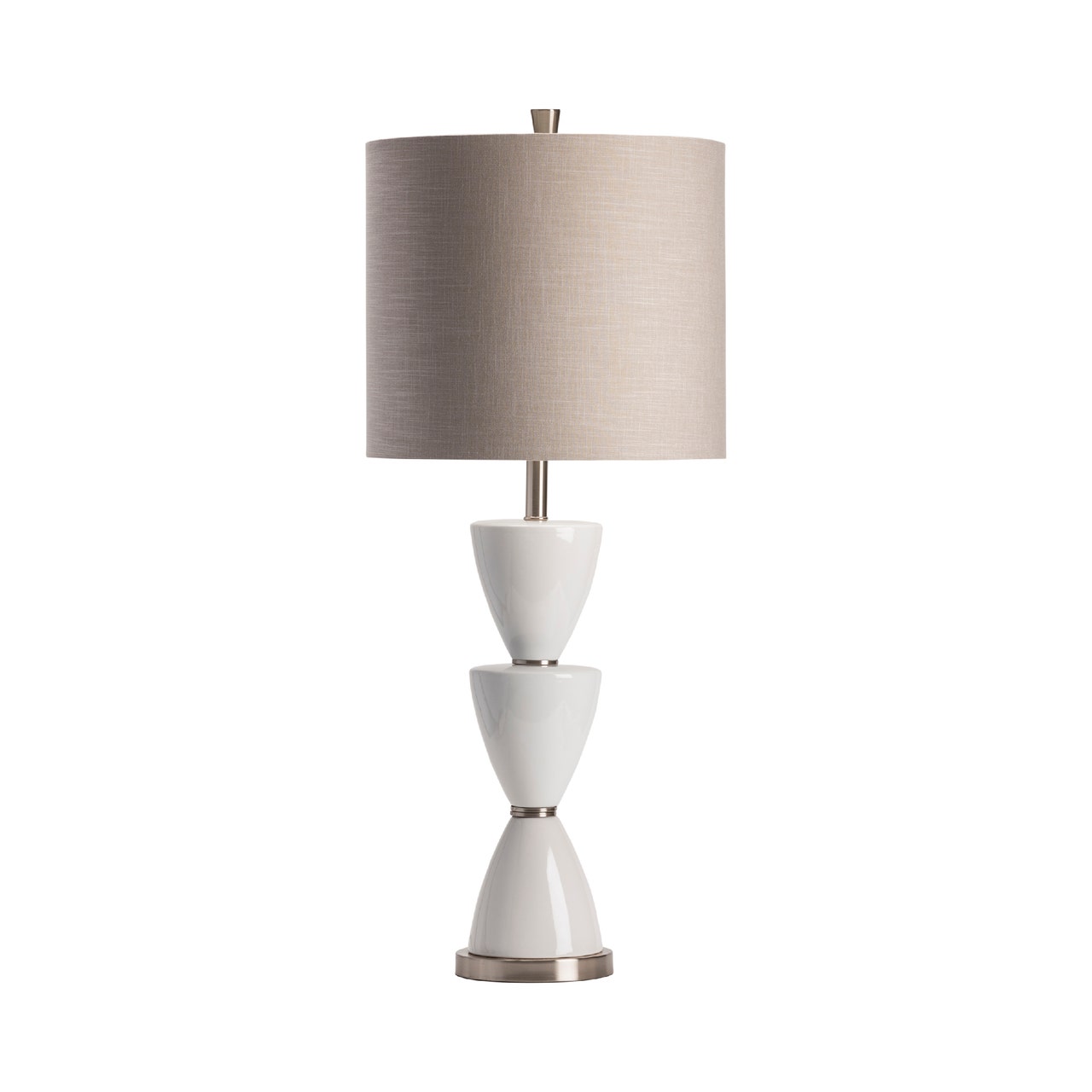 Morison Table Lamp - Elegant White Ceramic Hourglass Design with Silve