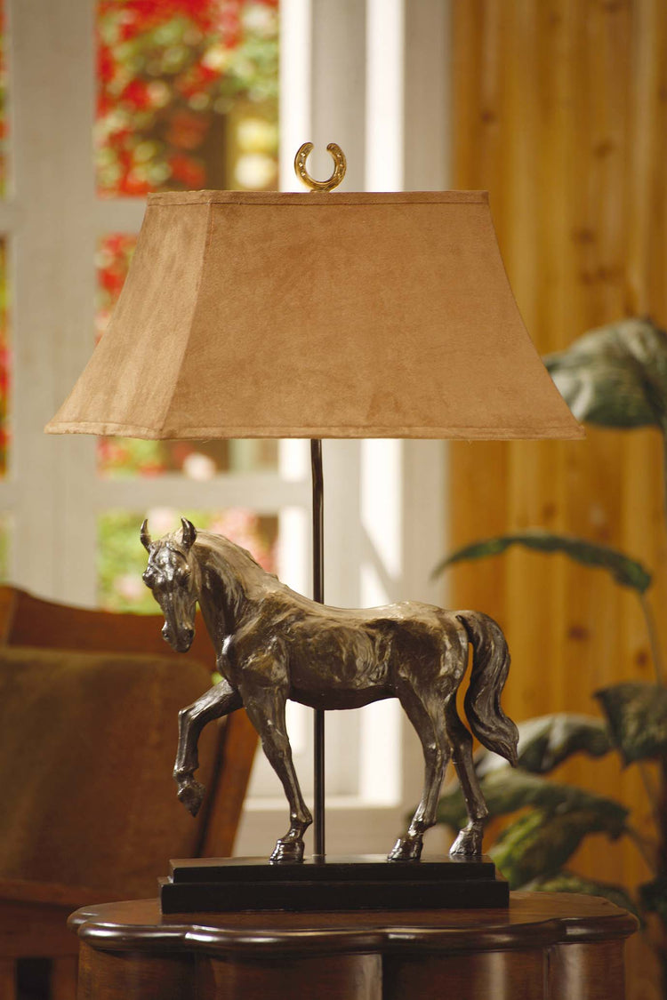 Horse Creek Table Lamp - Elegant Equine Design with Deep Tones, Perfec