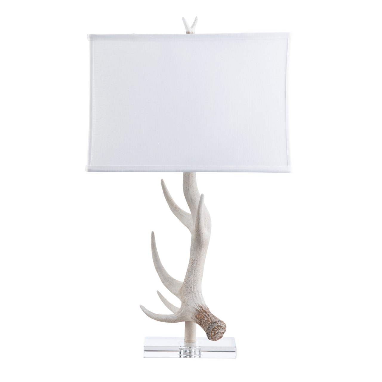 Hart Stag Horn Table Lamp - Modern Crystal Base with White Linen Shade