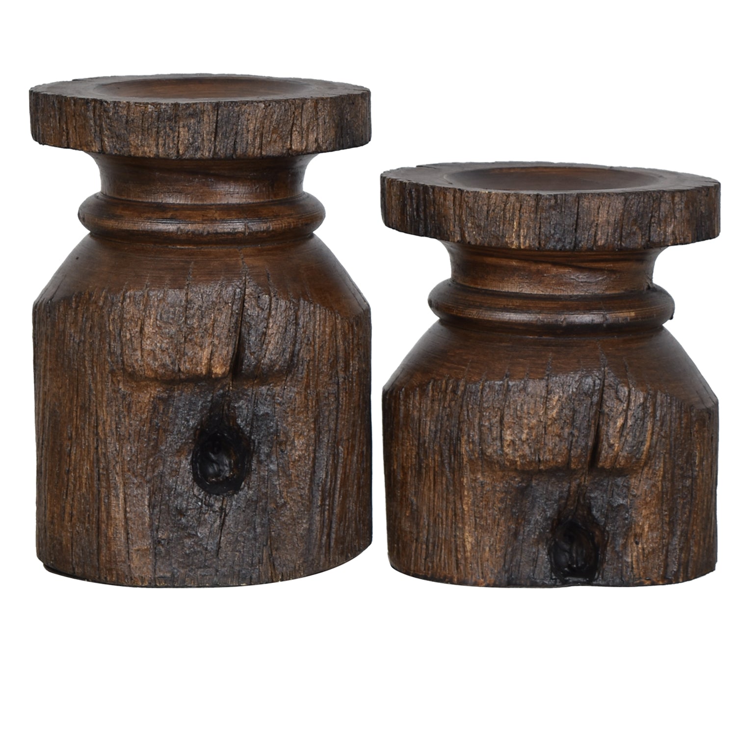 Barn Post Candleholders - Rustic Charm with Durable Resin Design, Perf