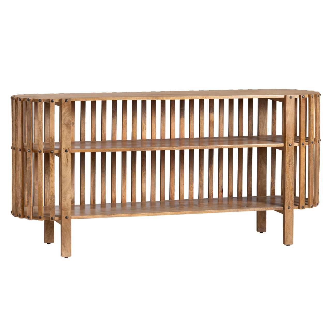 Santa Ana Console Table - Rustic Three-Tiered Design with Airy Aesthet