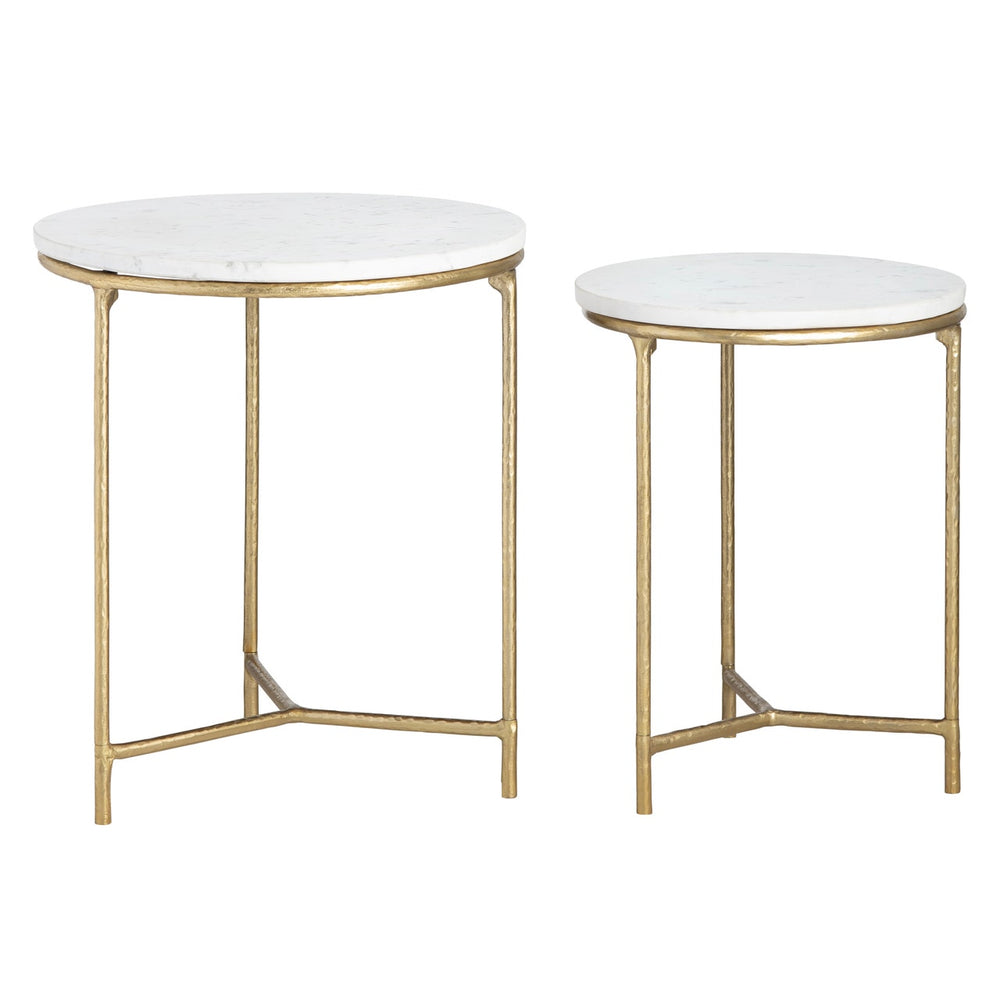 Athens Nested End Tables – Elegant Gold Legs with Sleek White Marble T