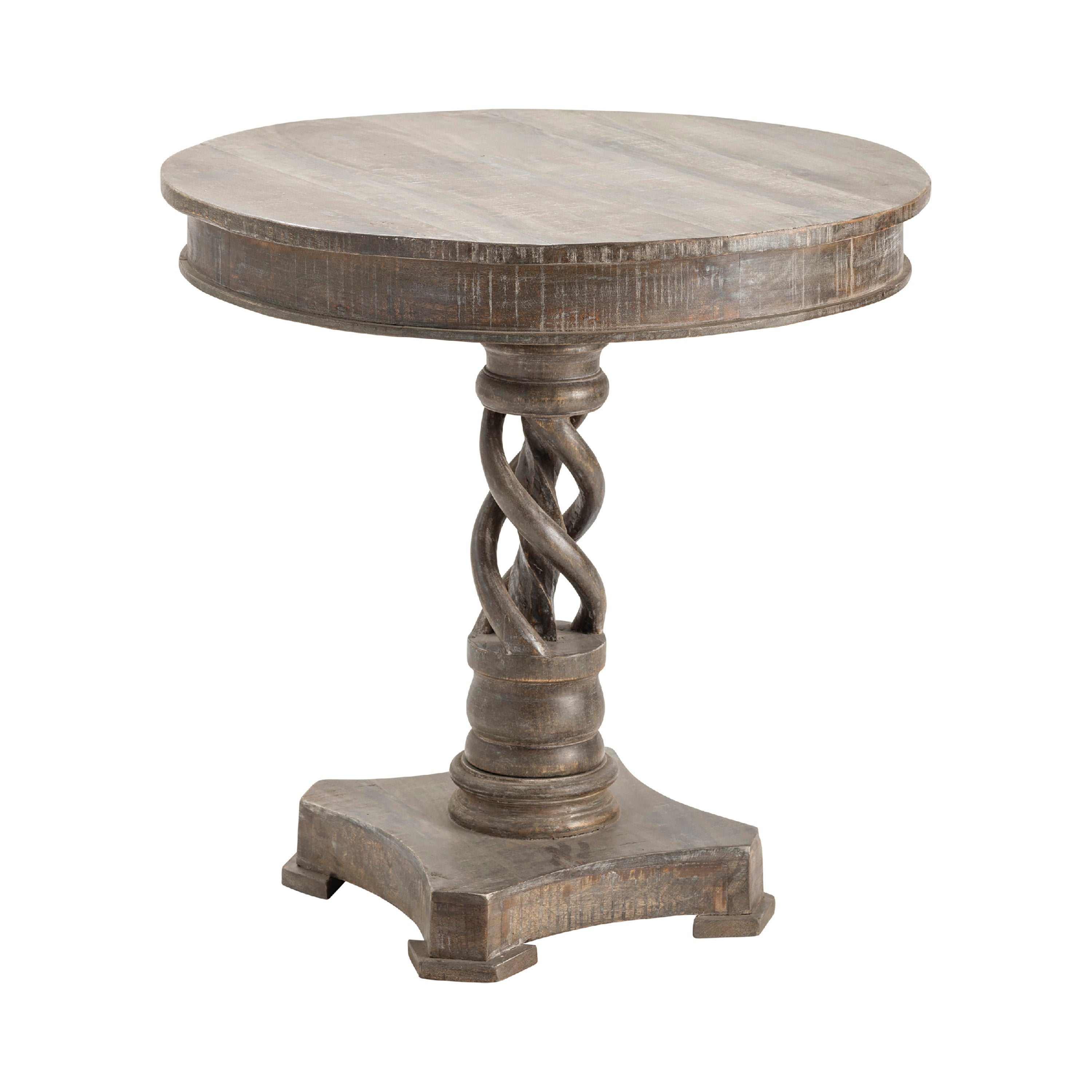 Freeman Accent Table - Rustic Mango Wood with Elegant Twisted Base, 30