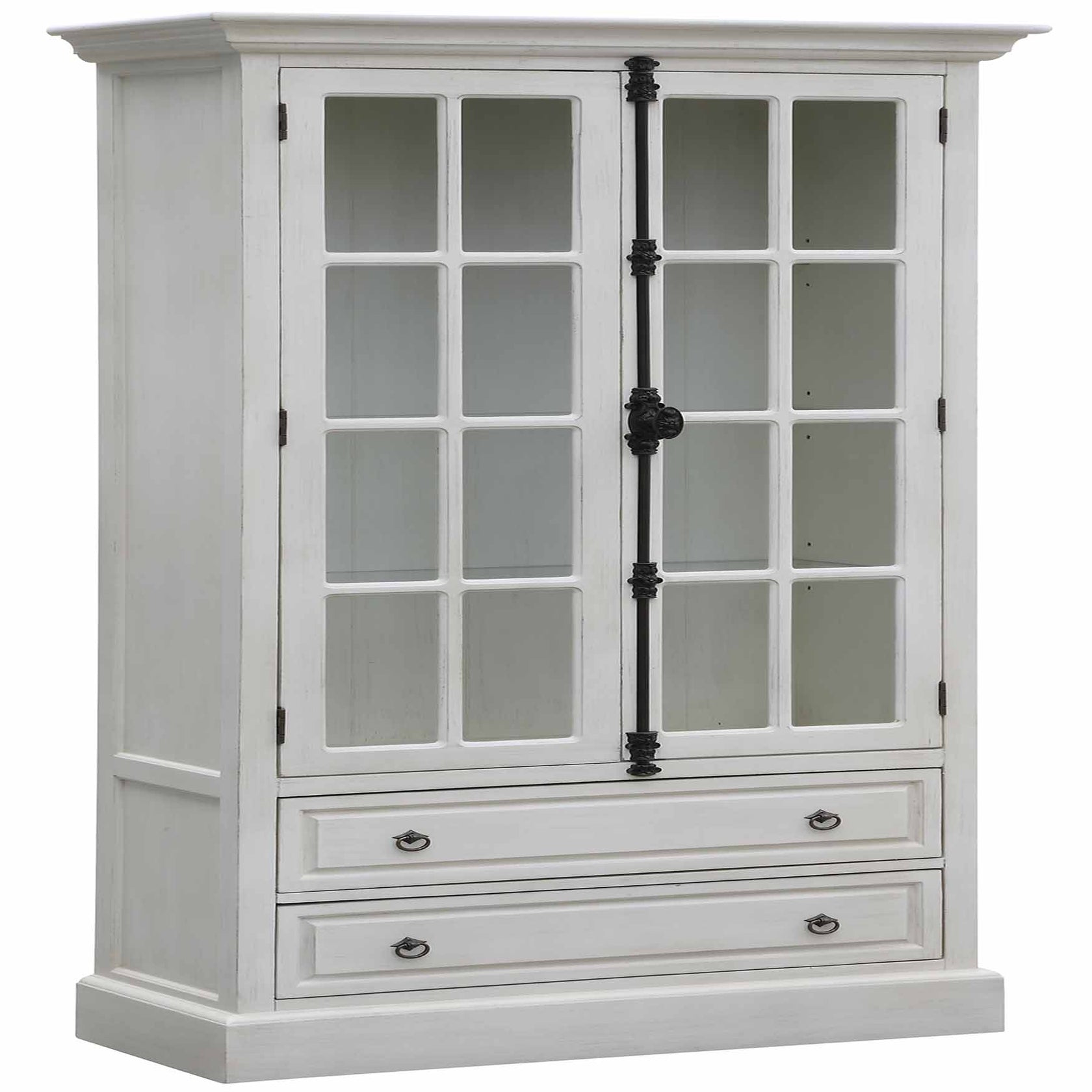 Coventry White Oak Curio Cabinet - Rustic Elegance with 2 Doors, 3 She