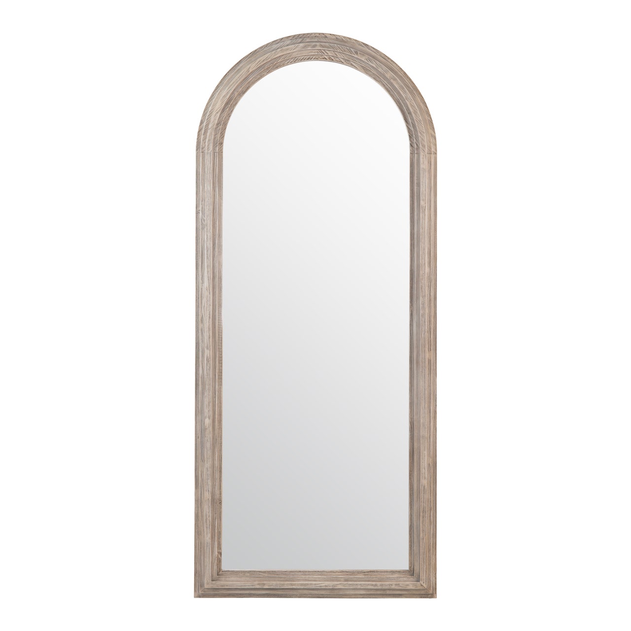 Commack Wooden Wall Mirror - Elegant Arched Frame, 30x70 Inches, Natur