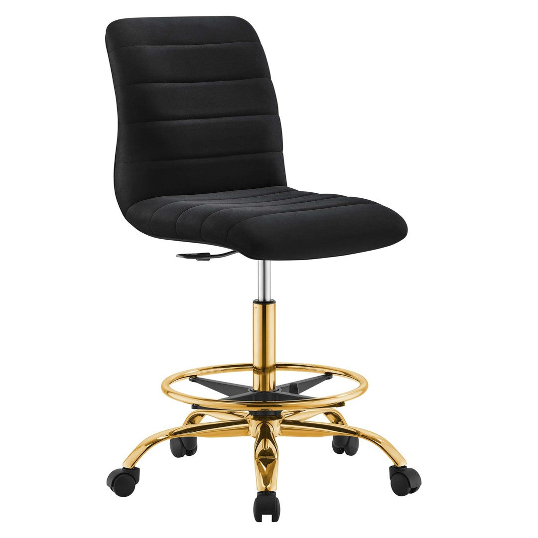 Ripple Armless Performance Velvet Drafting Chair - Luxurious Comfort W