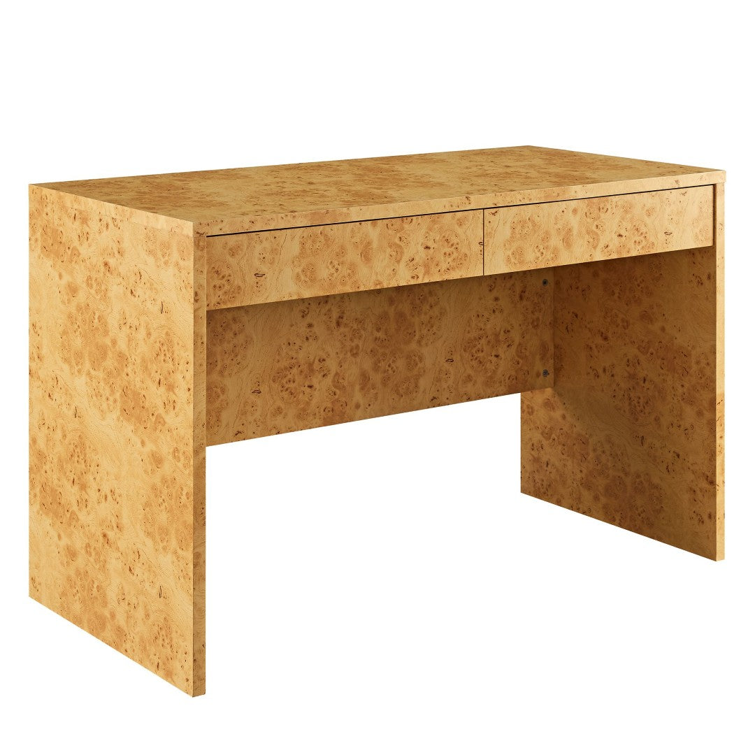 Hudson 2-Drawer Burl Wood Desk - Mid-Century Modern Design For Home Of